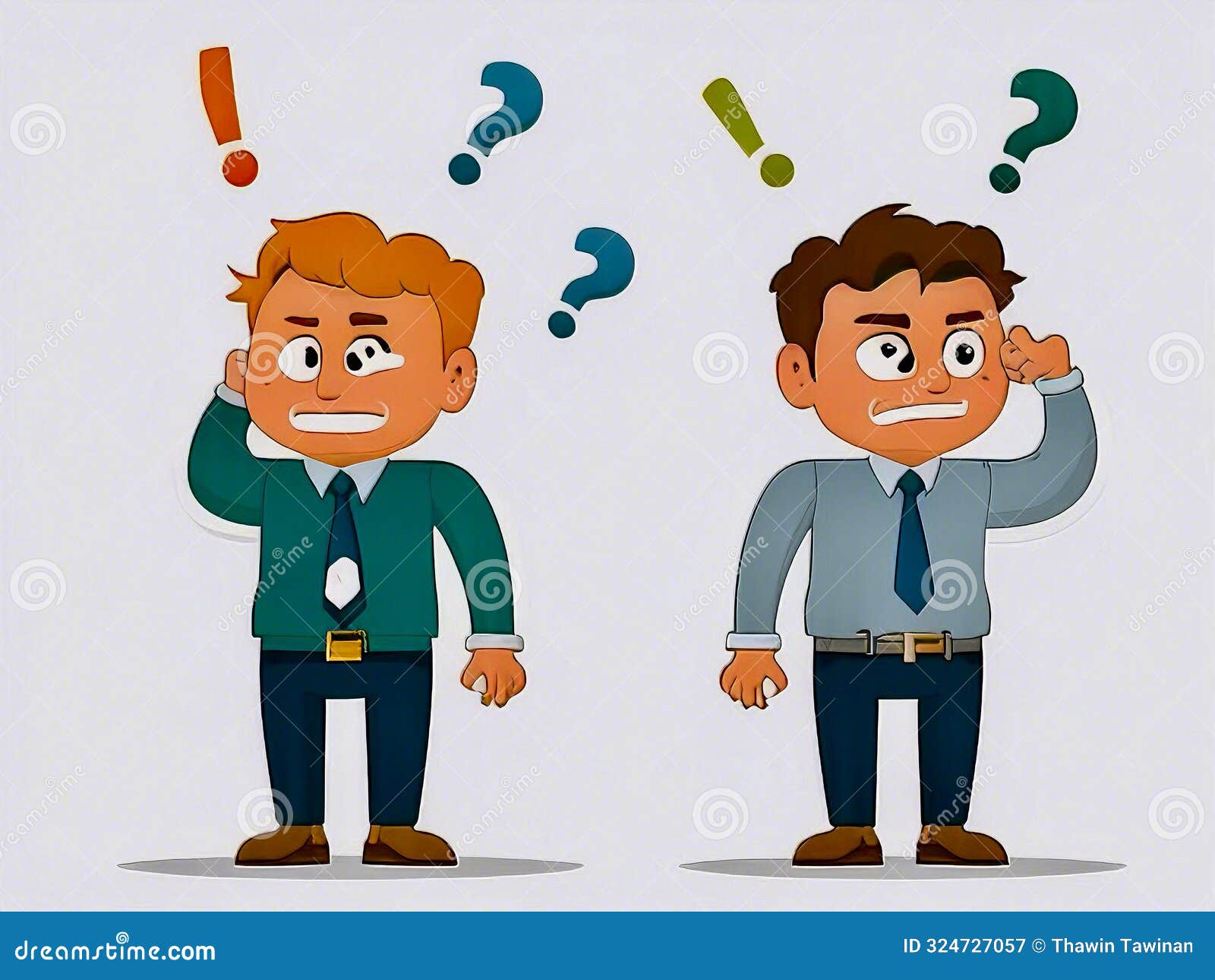 The Cartoon Is Doing Expressions Of Confusion, Doubt, Analytical ...