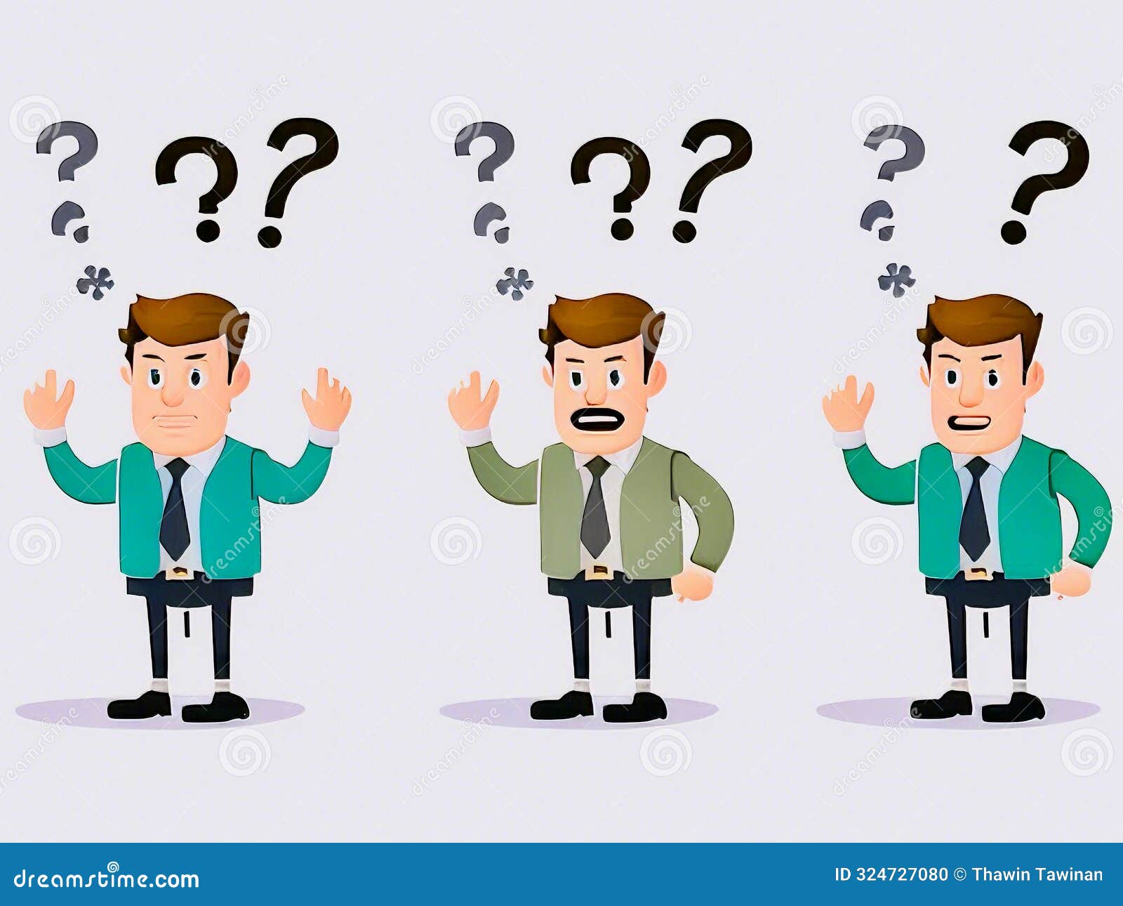 The Cartoon is Doing Expressions of Confusion, Doubt, Analytical ...