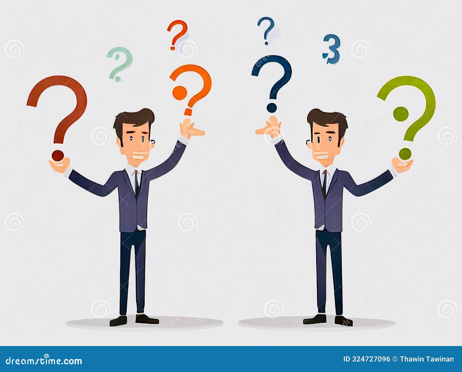 The Cartoon Is Doing Expressions Of Confusion, Doubt, Analytical ...