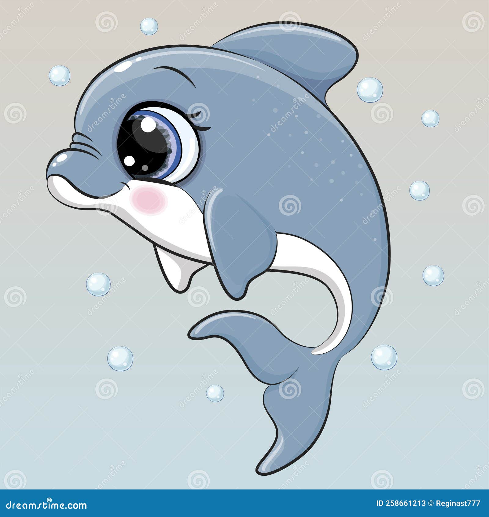 Cartoon Dolphin on a Blue Background Stock Vector - Illustration of ...