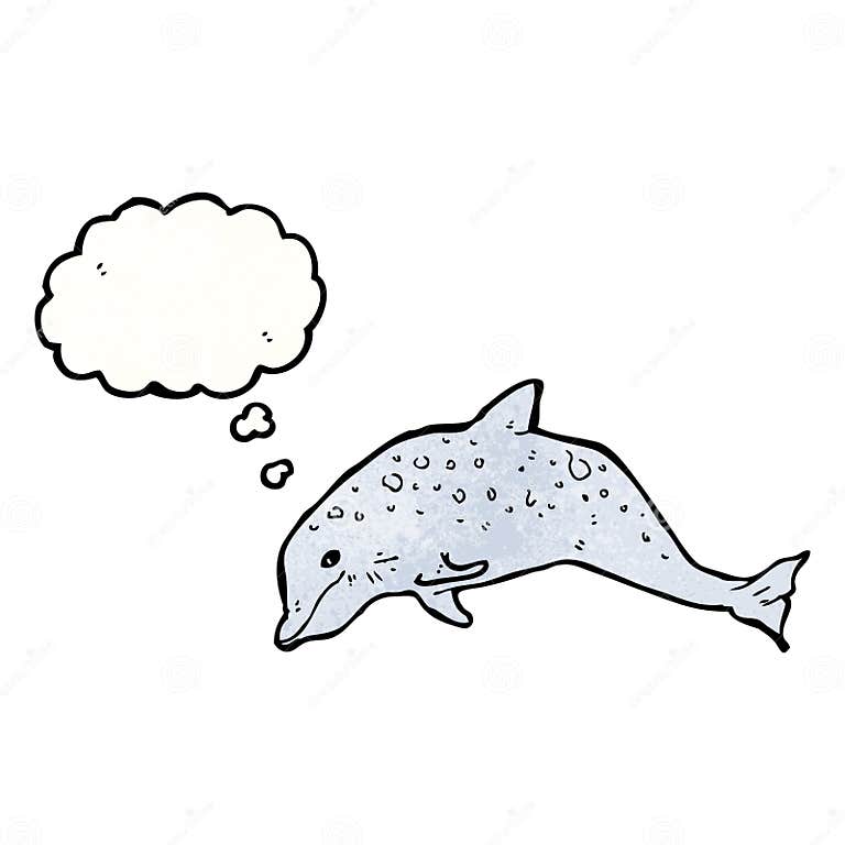 Cartoon Dolphin with Thought Bubble Stock Vector - Illustration of hand ...