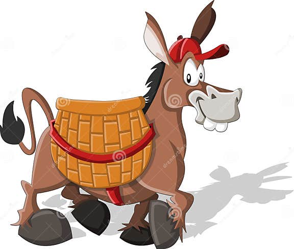Cartoon donkey stock vector. Illustration of donkey, load - 29318280