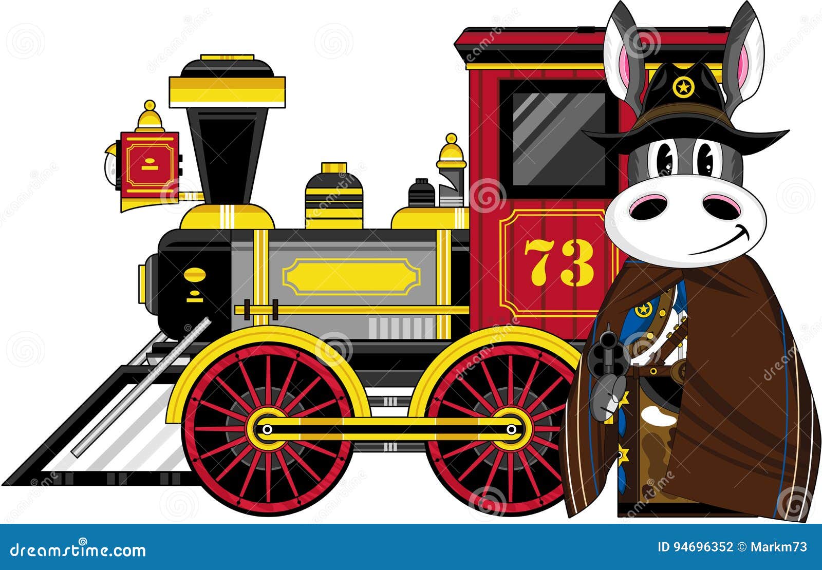 Cartoon Donkey Cowboy and Train Stock Vector - Illustration of pistol ...