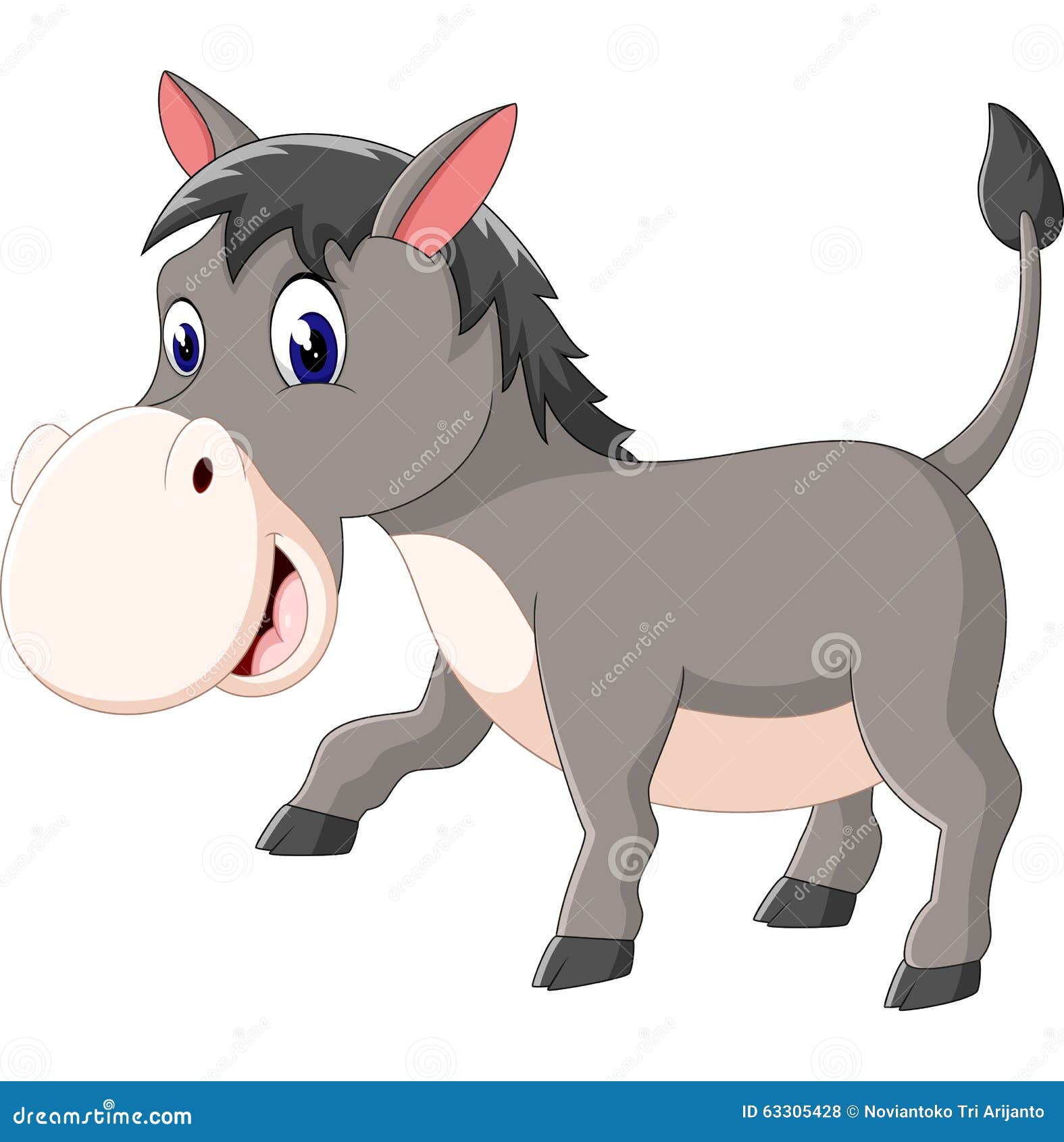 Cartoon Donkey Smile and Happy Stock Vector - Illustration of mule ...