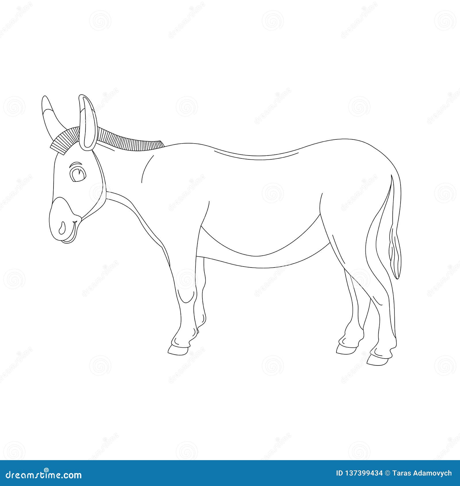 Cartoon Donkey ,vector Illustration , Lining Draw ,profile Stock Vector ...