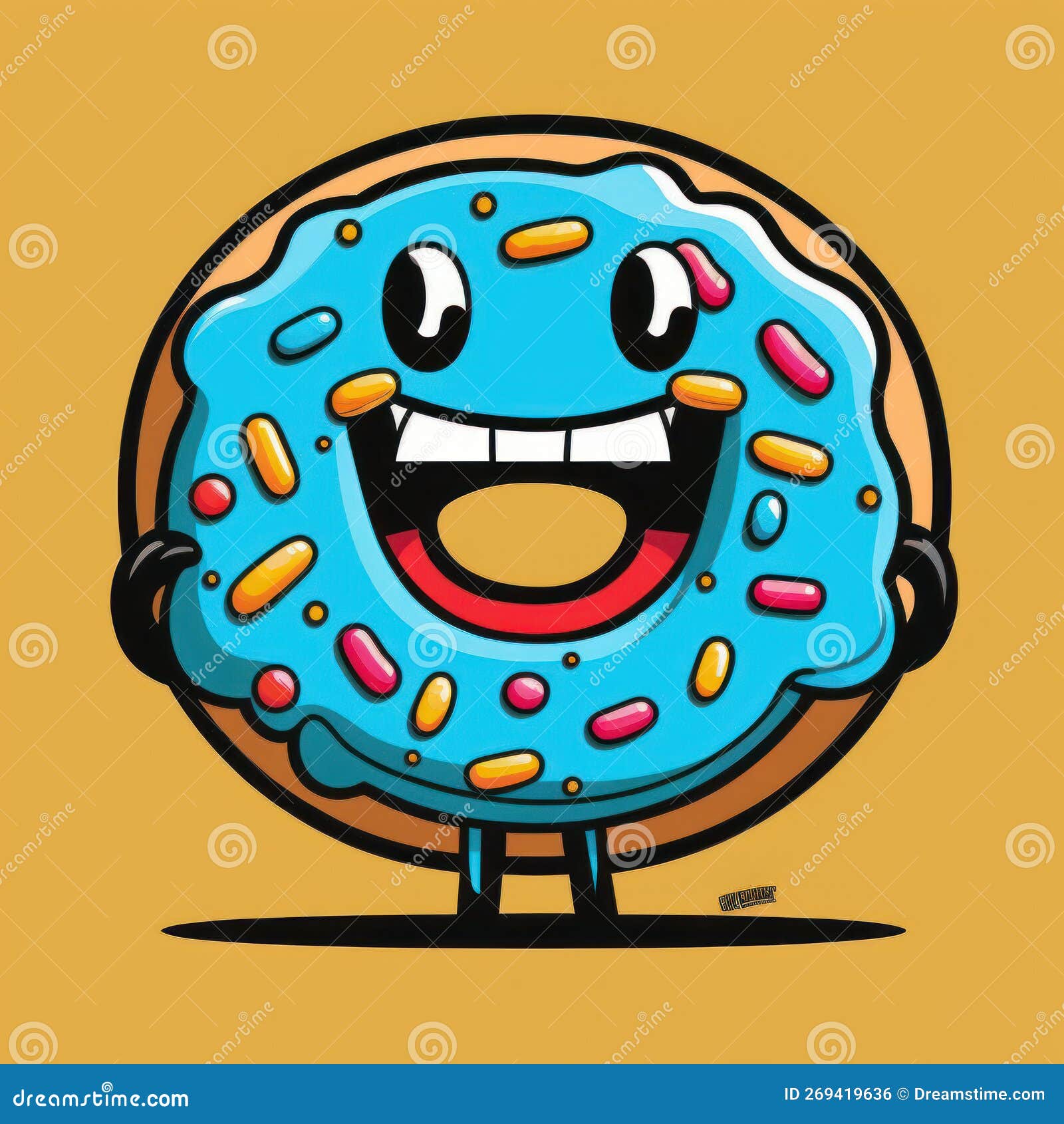 Cartoon Donut with Sprinkles and Happy Face. Generative AI Stock ...