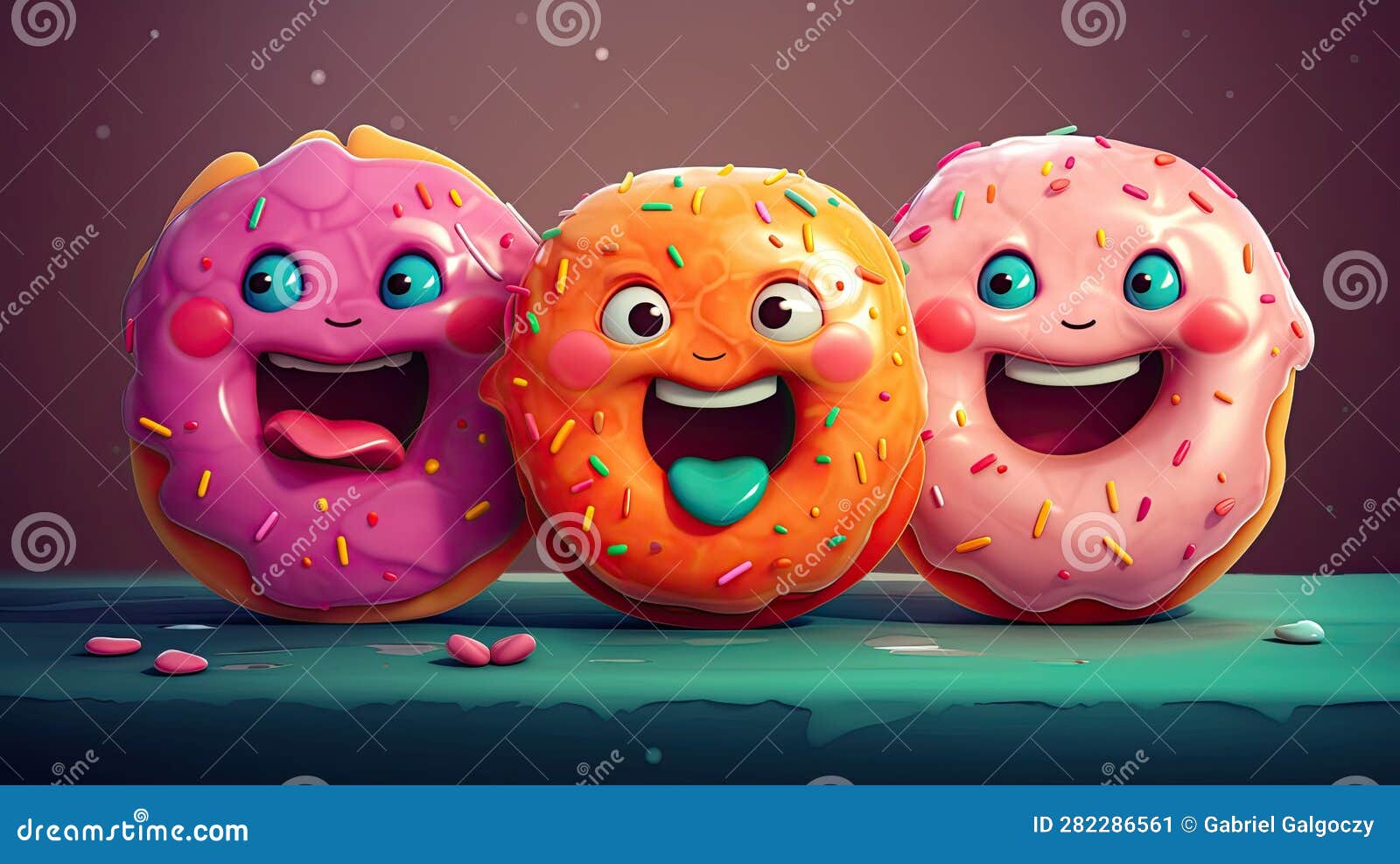 Cartoon Donuts with Funny Faces and Eyes Stock Illustration ...