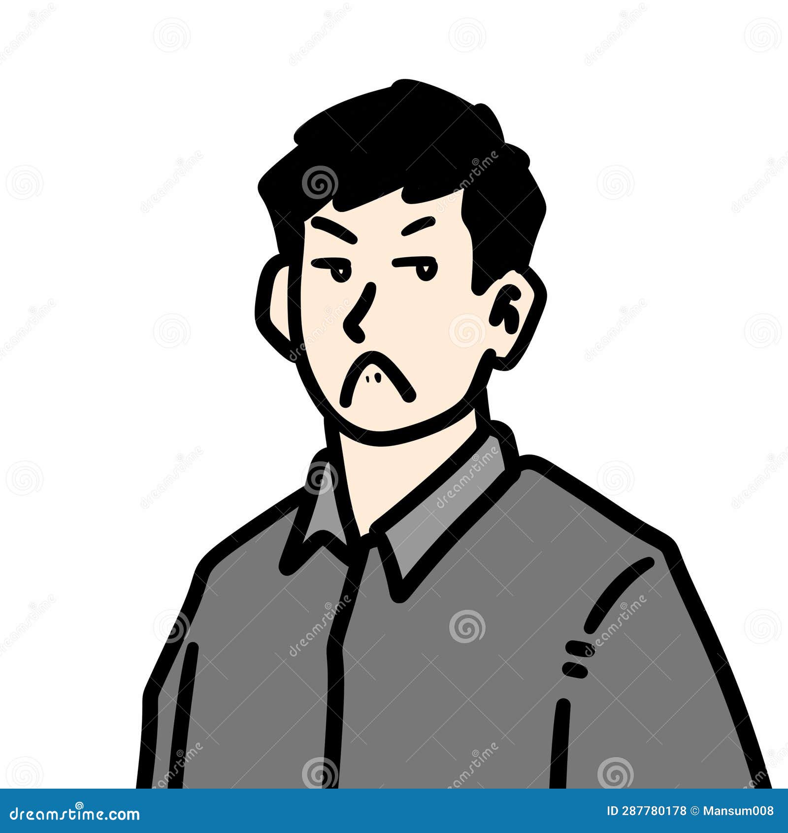 Doodle Angry Man Twists His Finger At His Temple And Shows The ...