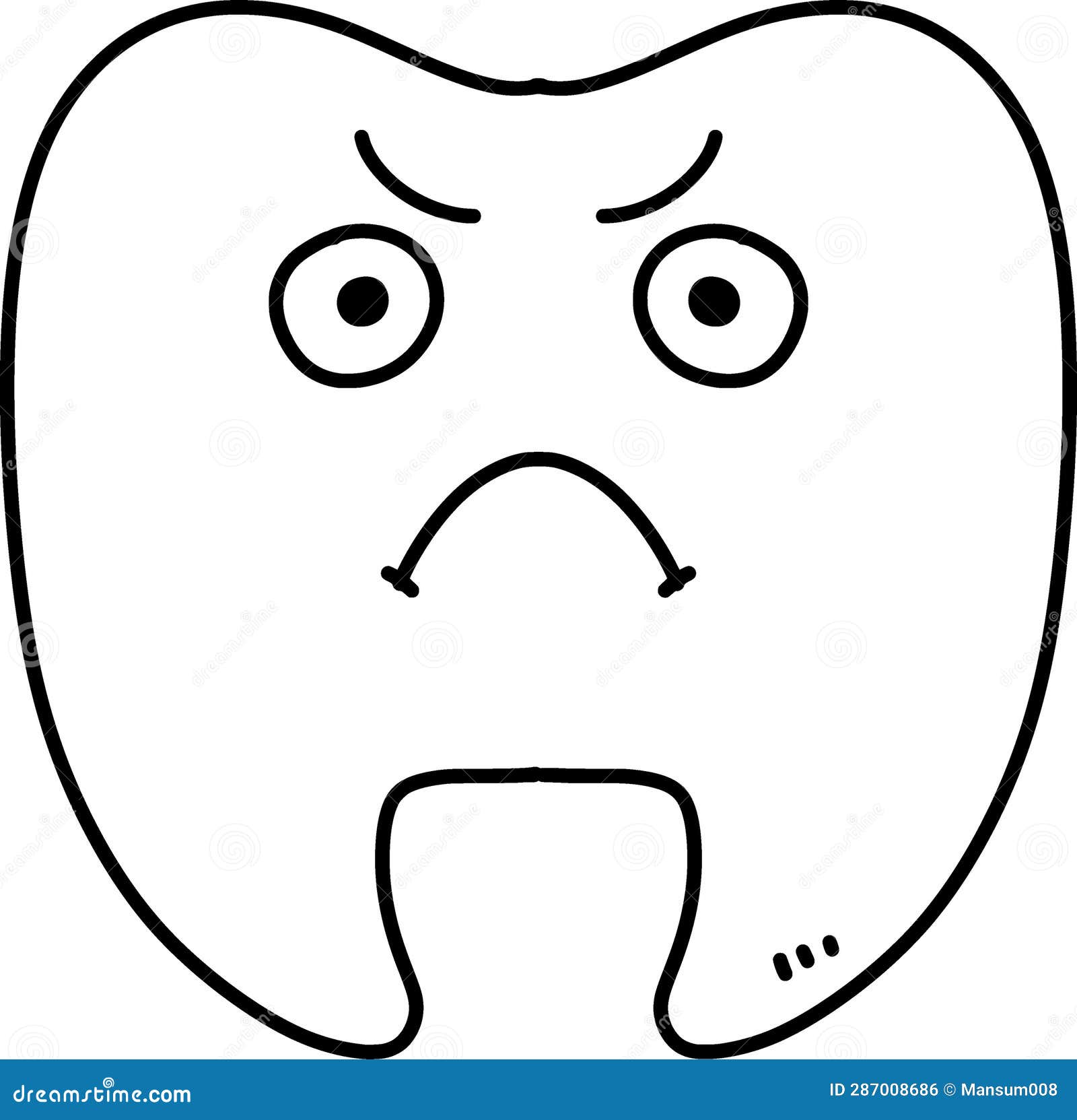 Cartoon doodle angry tooth stock illustration. Illustration of icon ...