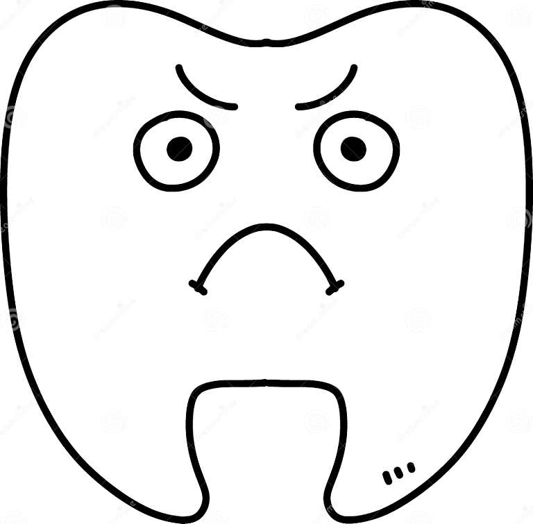 Cartoon doodle angry tooth stock illustration. Illustration of icon ...