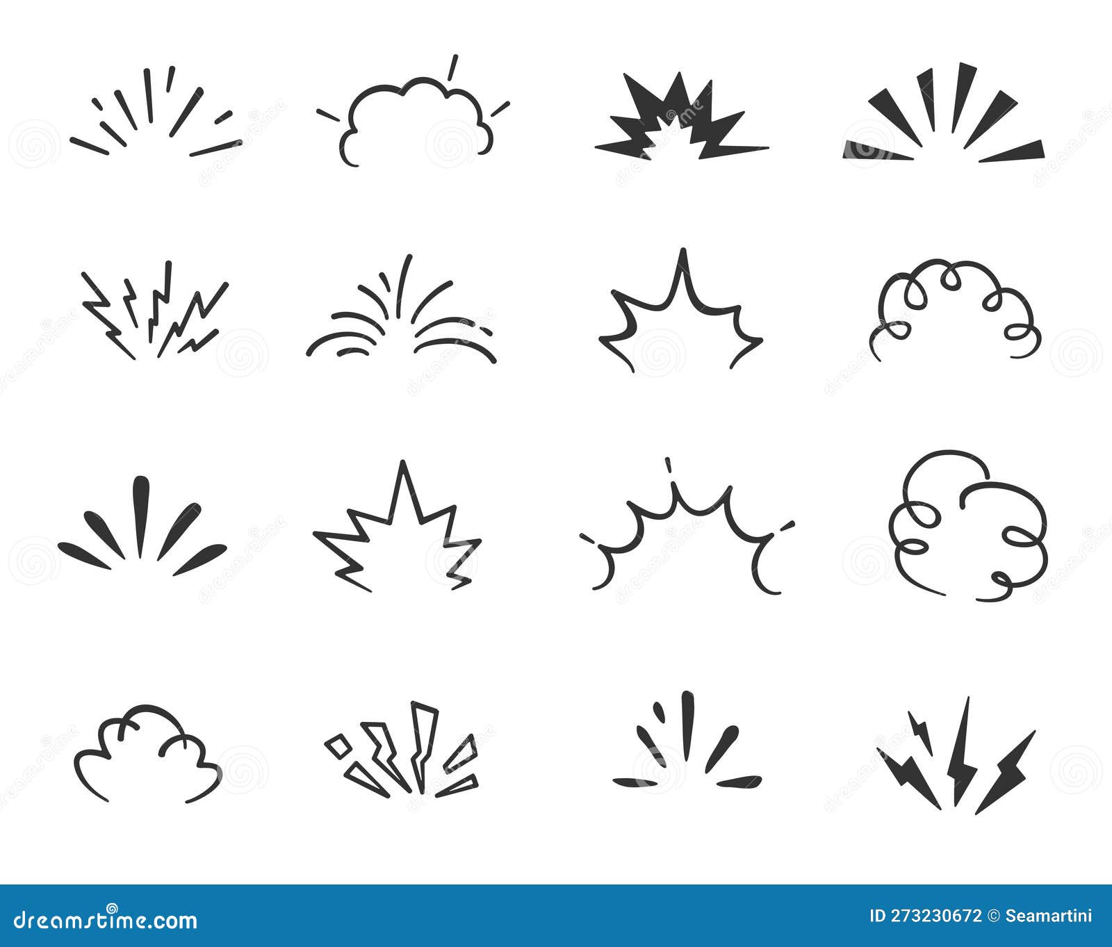 Cartoon Doodle Bomb Explosion, Comic Boom Clouds Stock Vector ...