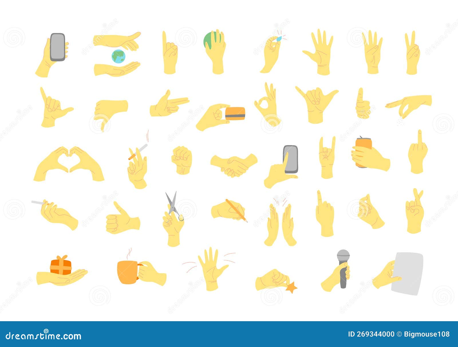 Cartoon Doodle Different Hands Gestures Set. Vector Stock Vector ...