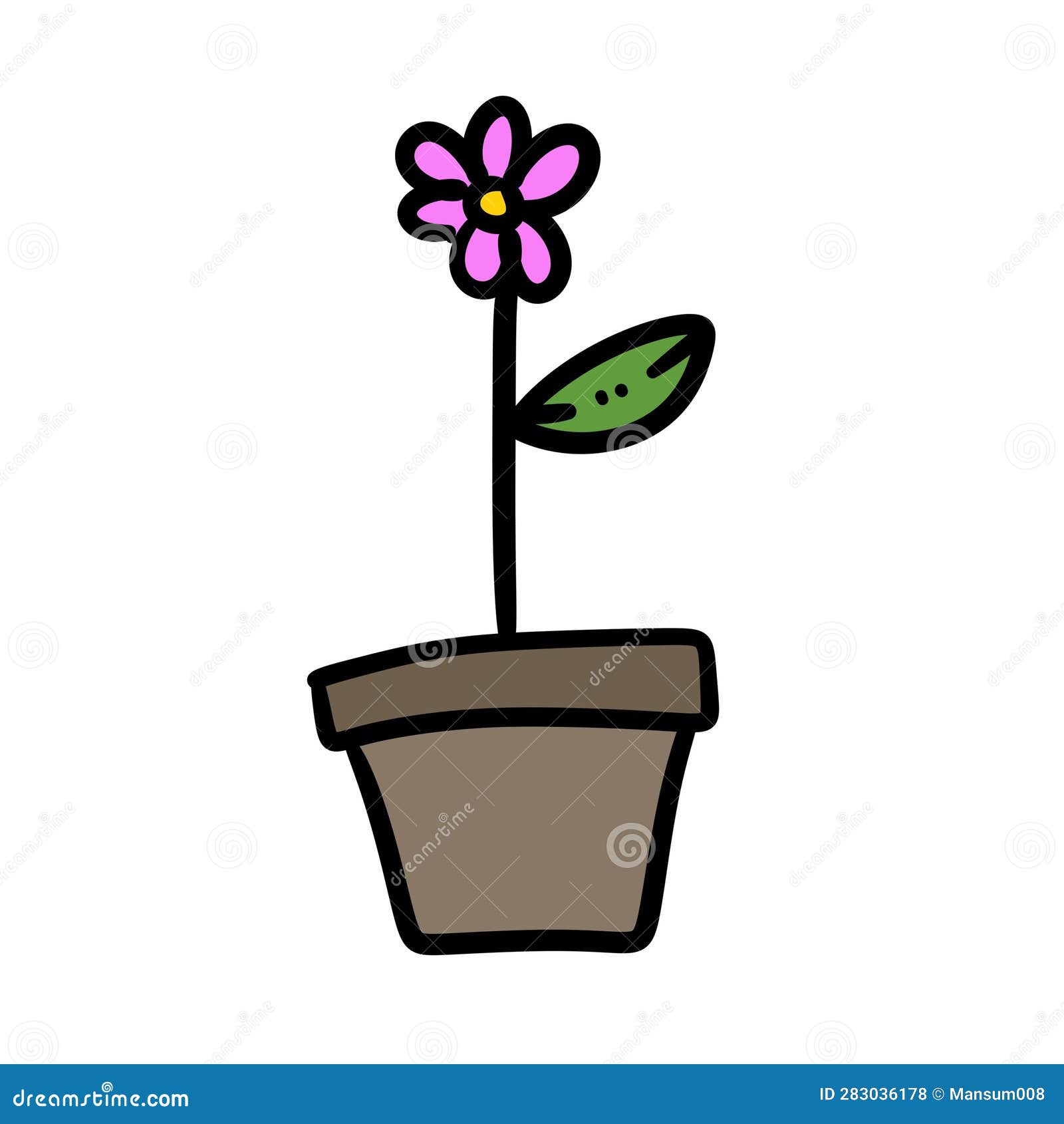Cartoon Doodle Flower Illustration Stock Illustration - Illustration of ...