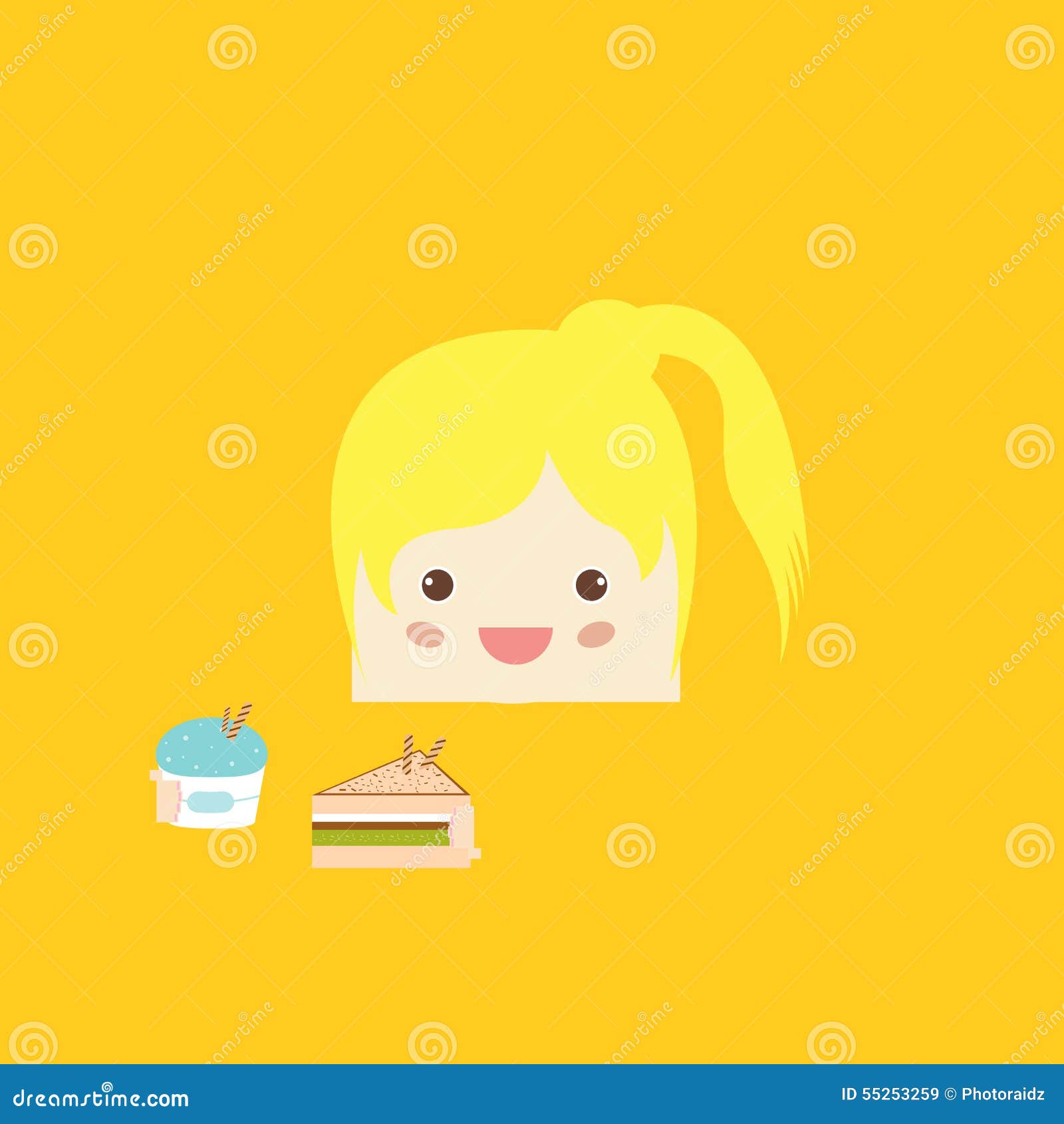 Cartoon Doodle Girl Rectangle Like Cake, Illustration Stock ...