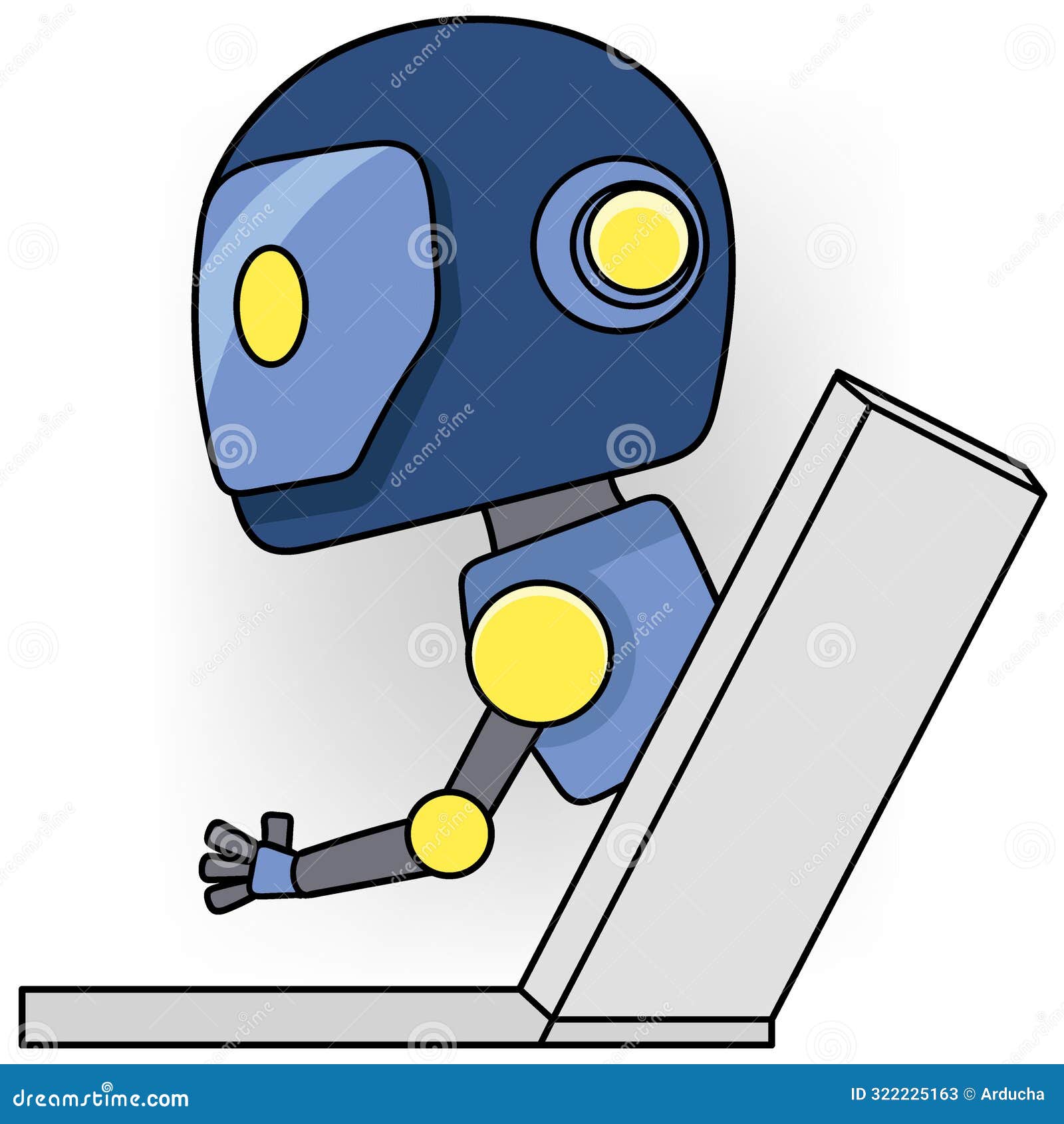 Cartoon Doodle Illustration of Artificial Intelligence Technology ...