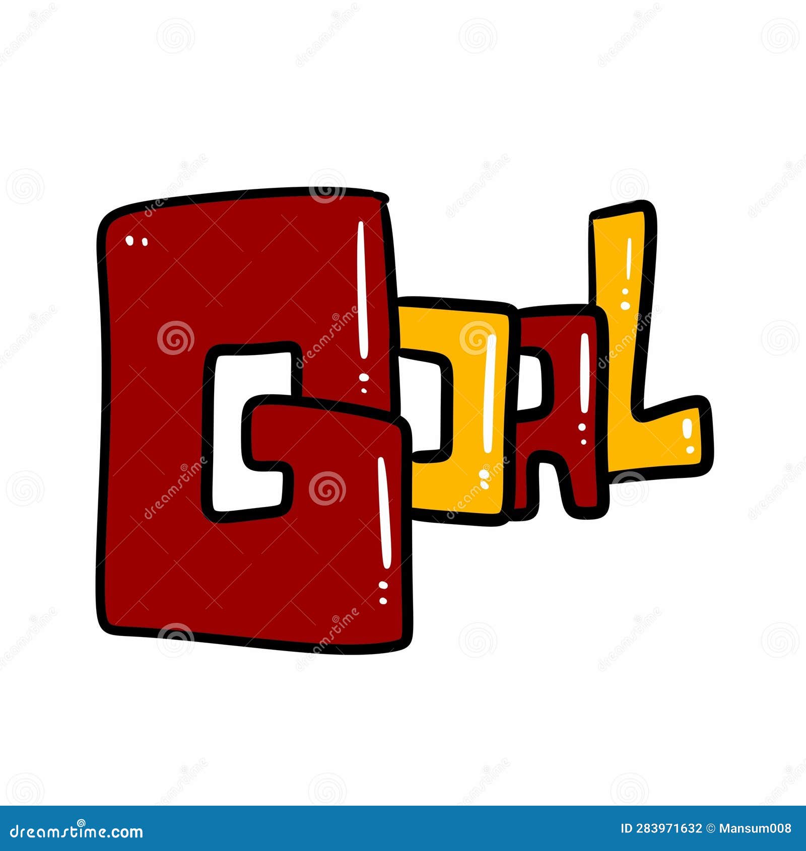 Cartoon Doodle Letter Goal on White Background Stock Illustration ...