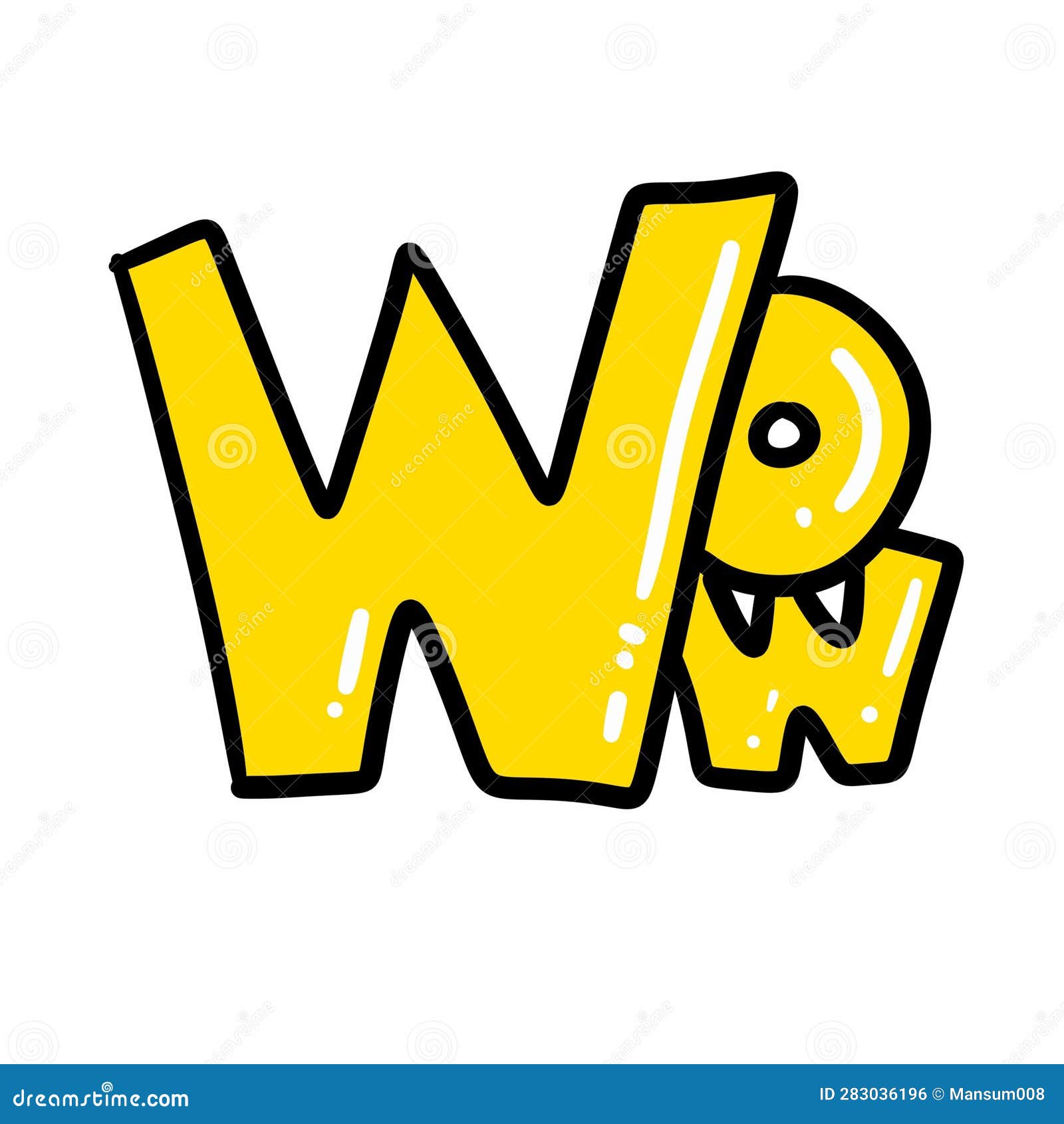 Cartoon Doodle Letter Wow on White Background Stock Illustration ...