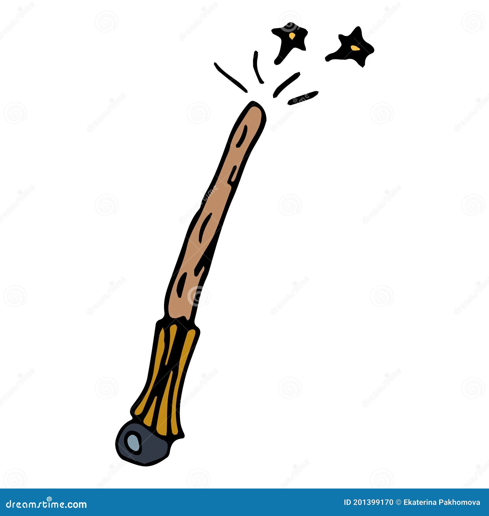 Cartoon Doodle Linear Magic Wand Isolated Stock Vector - Illustration ...