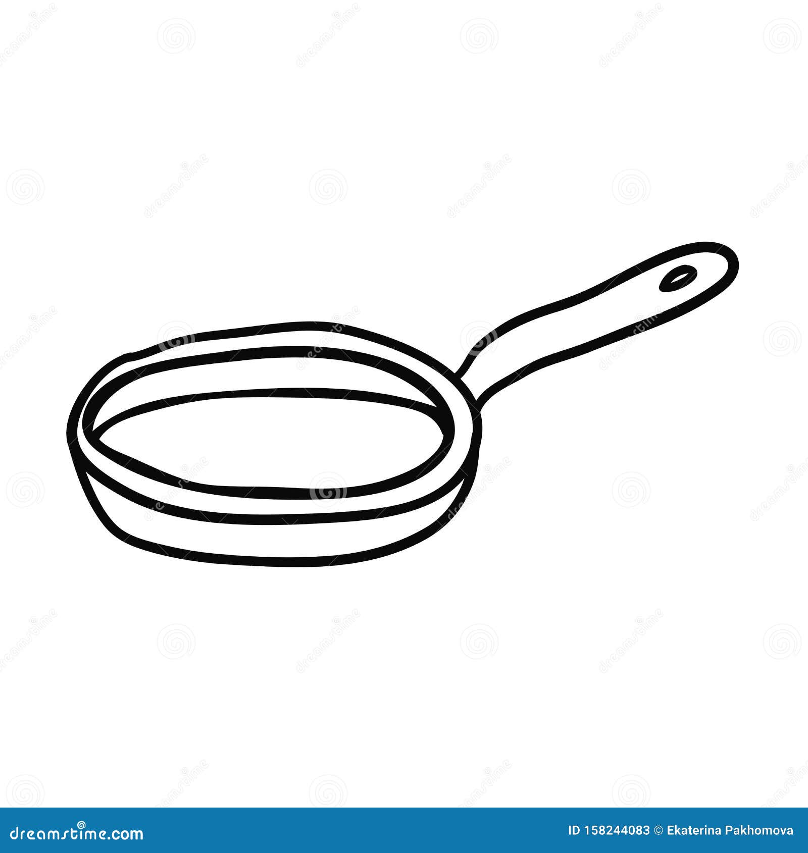 Cartoon Doodle Linear Pan Isolated on White Background. Stock Vector ...