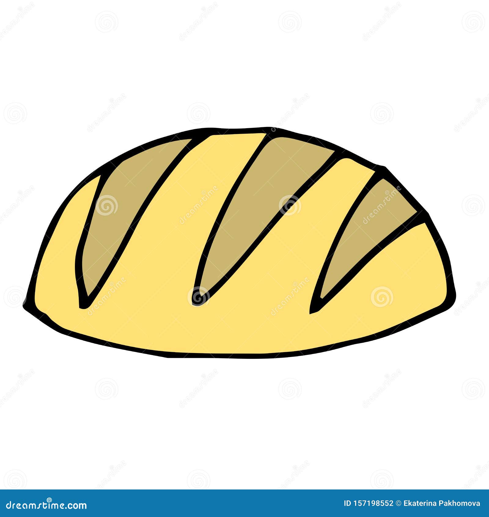 Cartoon Doodle Linear White Bread Stock Vector - Illustration of symbol ...