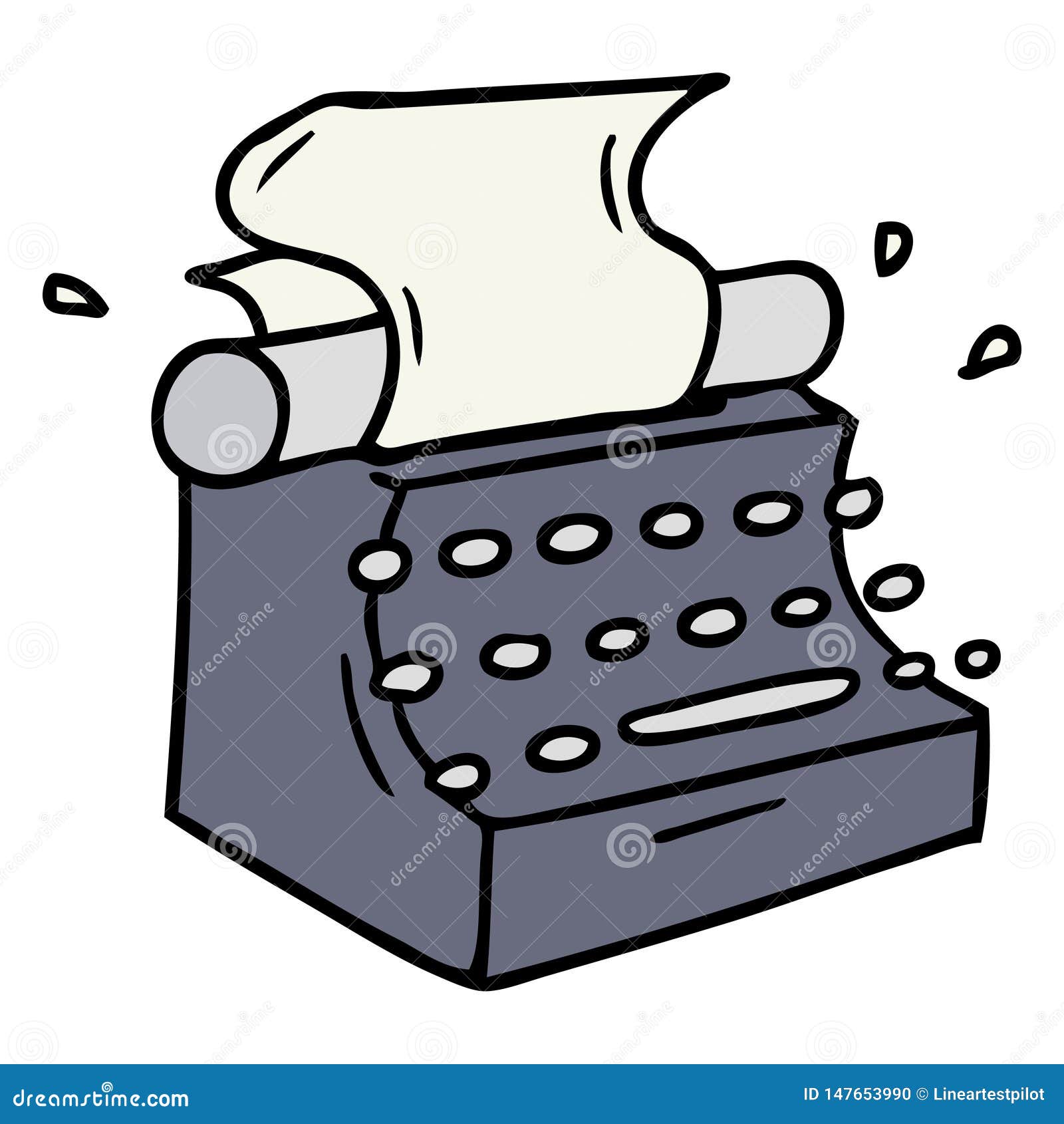 Cartoon Doodle of Old School Typewriter Stock Vector - Illustration of ...