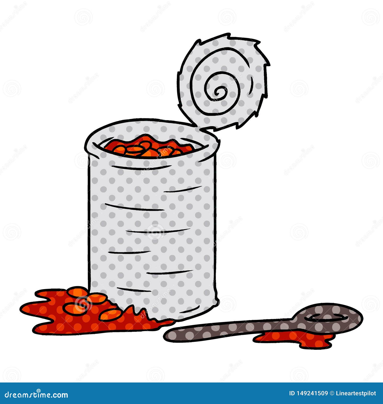 Cartoon Doodle of an Opened Can of Beans Stock Vector - Illustration of ...