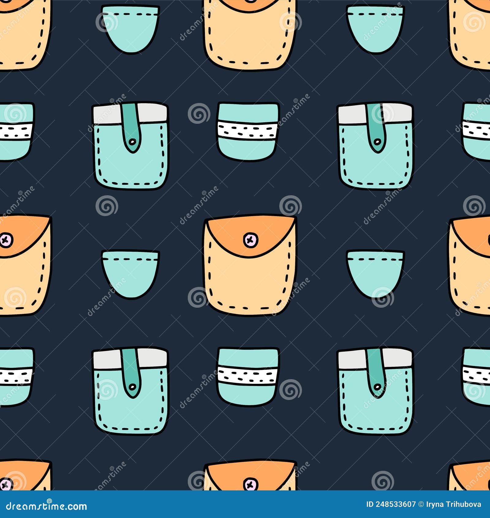 Cartoon Doodle Pocket Cute Seamless Pattern. Stock Vector ...