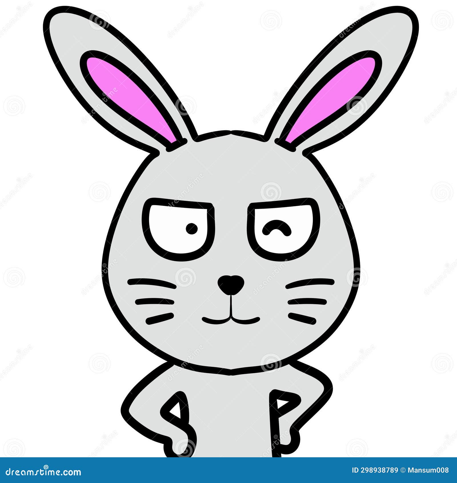 Cartoon Doodle Rabbit Head on White Background Stock Illustration ...