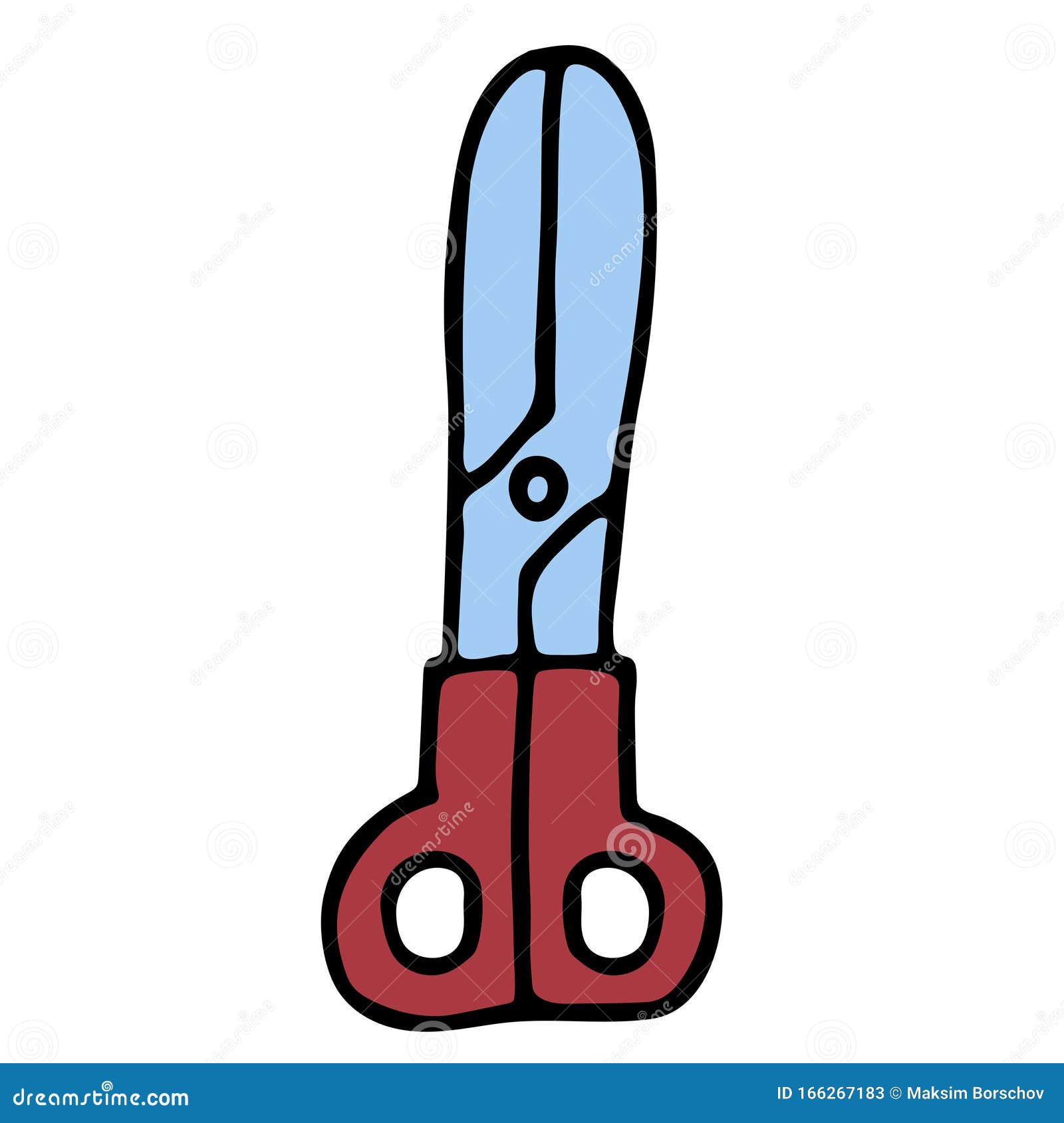 Cartoon Doodle Scissors with Red Handle. White Background Isolated ...