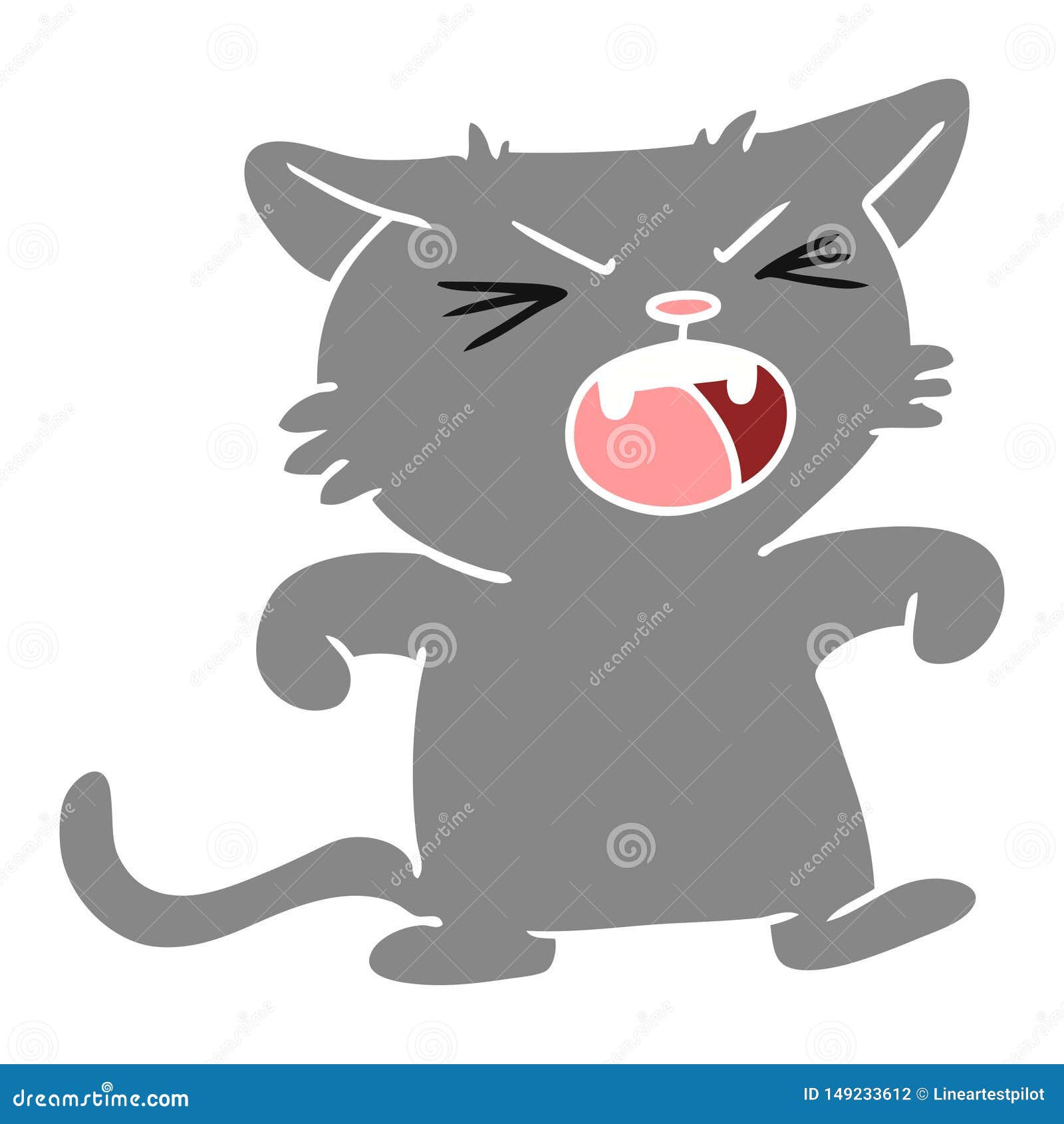 Cartoon Doodle of a Screeching Cat Stock Vector - Illustration of ...