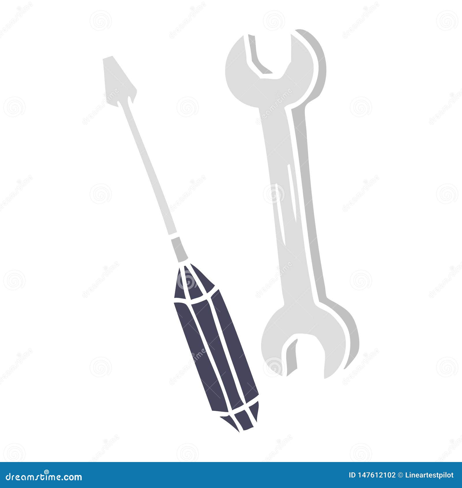 Cartoon Doodle of a Spanner and a Screwdriver Stock Vector ...