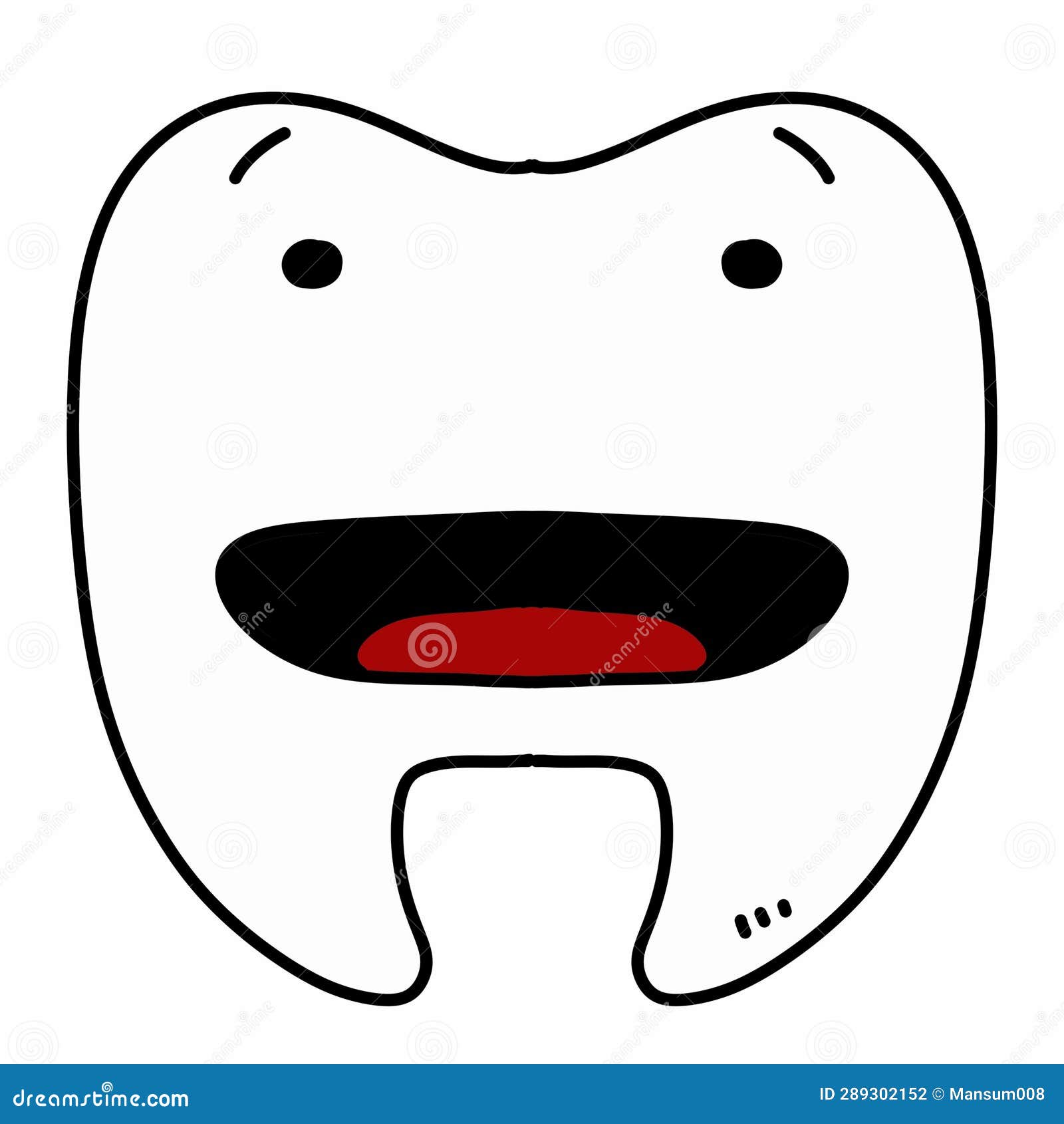 Cartoon Doodle Tooth on White Background Stock Illustration ...