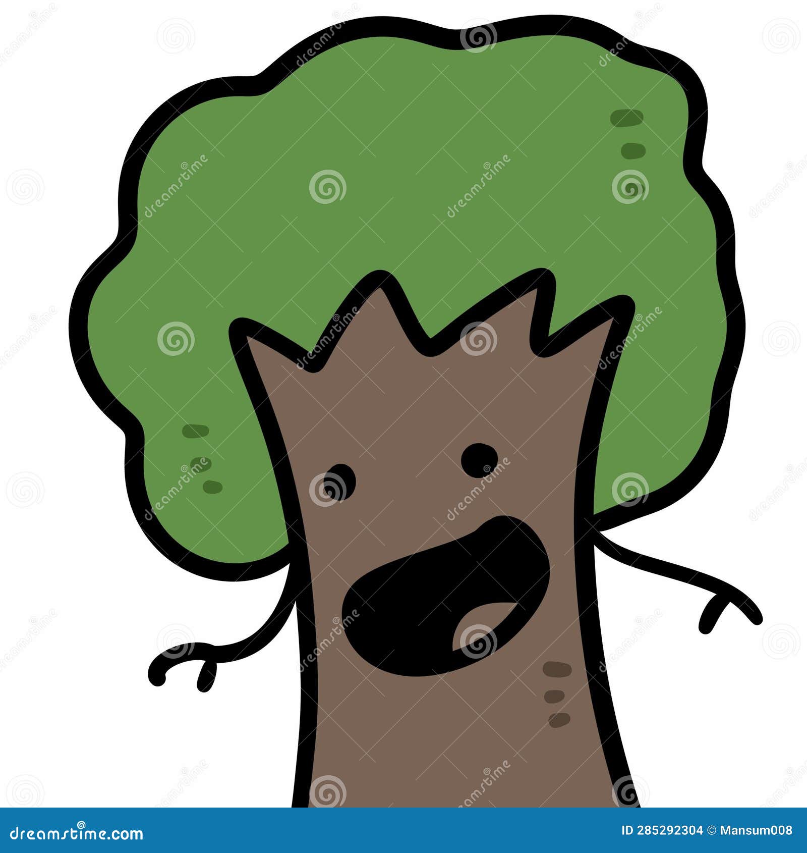 Cartoon Doodle Waving Tree, Illustration Stock Illustration ...