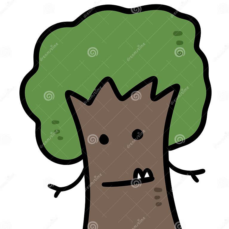 Cartoon Doodle Waving Tree, Illustration Stock Illustration ...