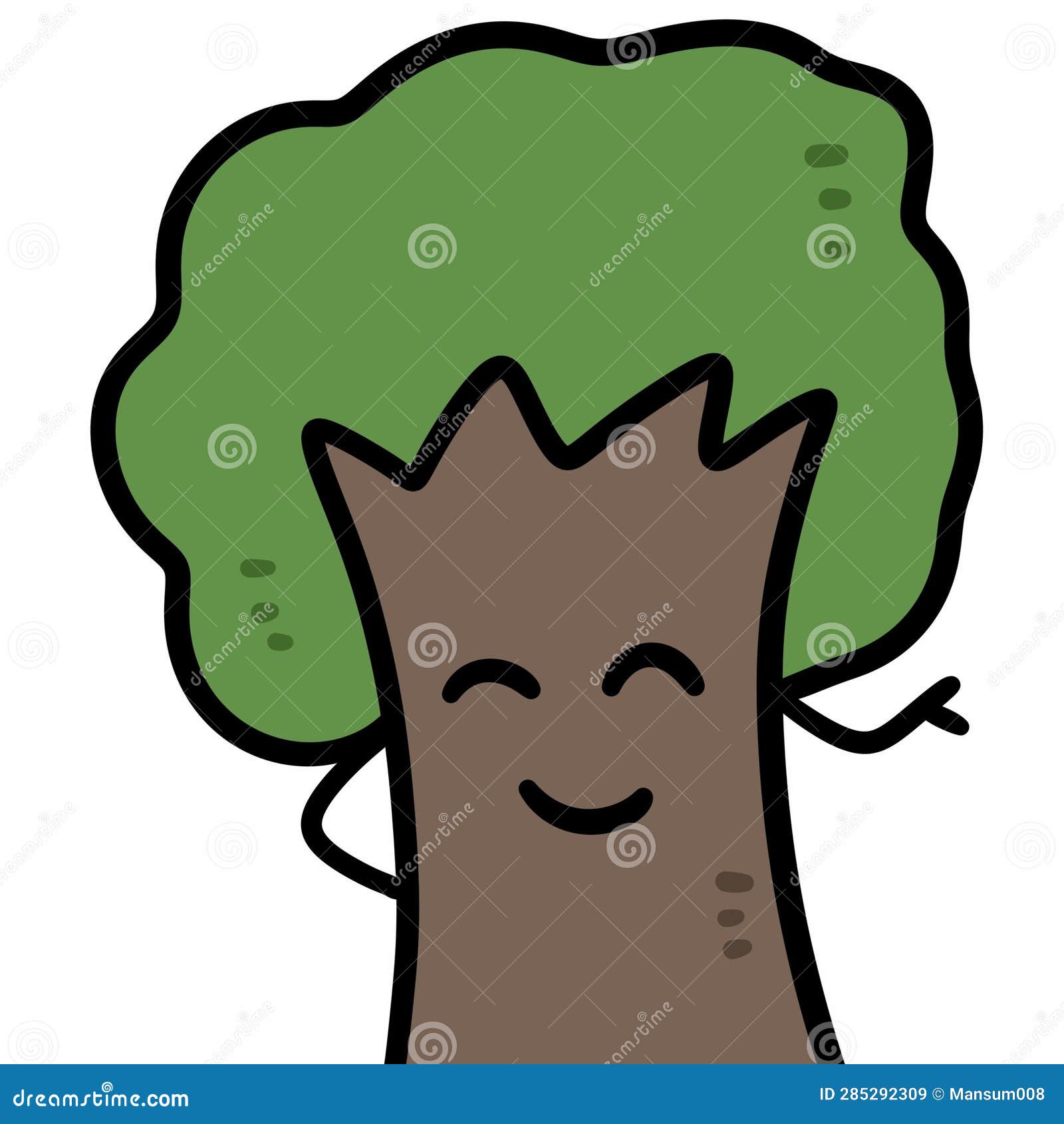 Cartoon Doodle Waving Tree, Illustration Stock Illustration ...