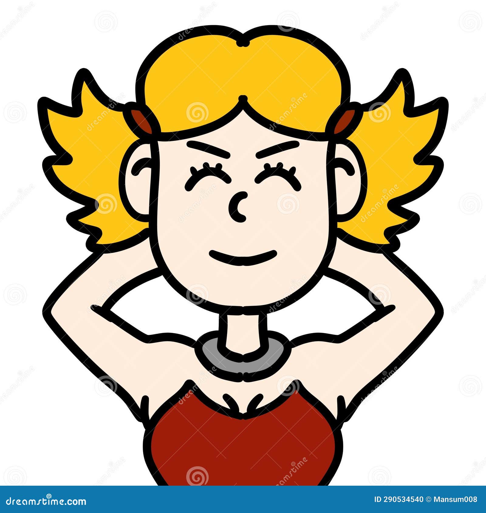 Cartoon Doodle Woman with Hands in Hips Stock Illustration ...