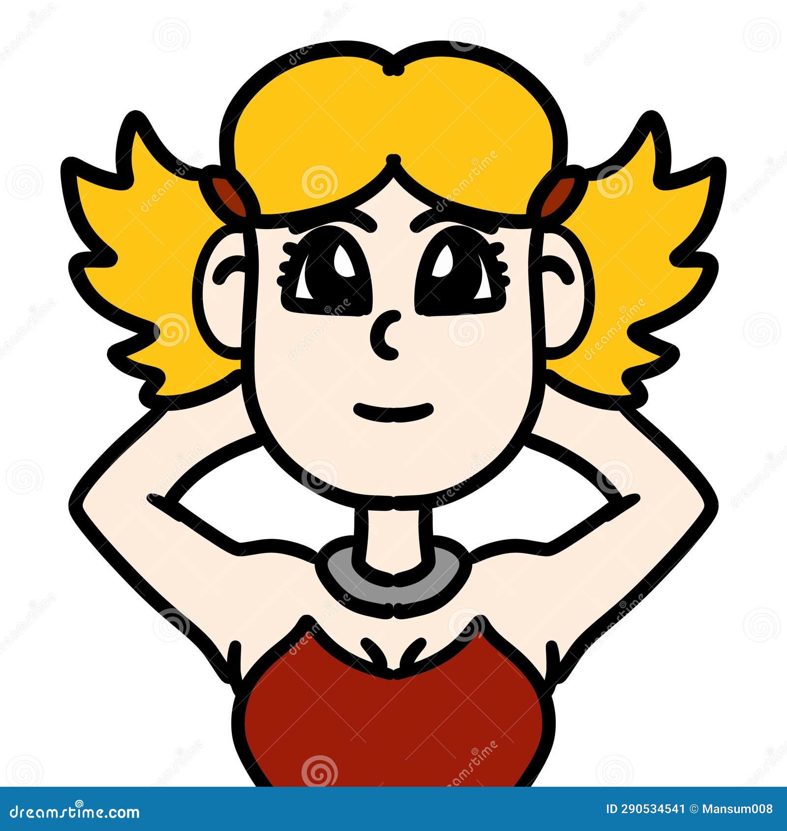 Cartoon Doodle Woman with Hands in Hips Stock Illustration ...