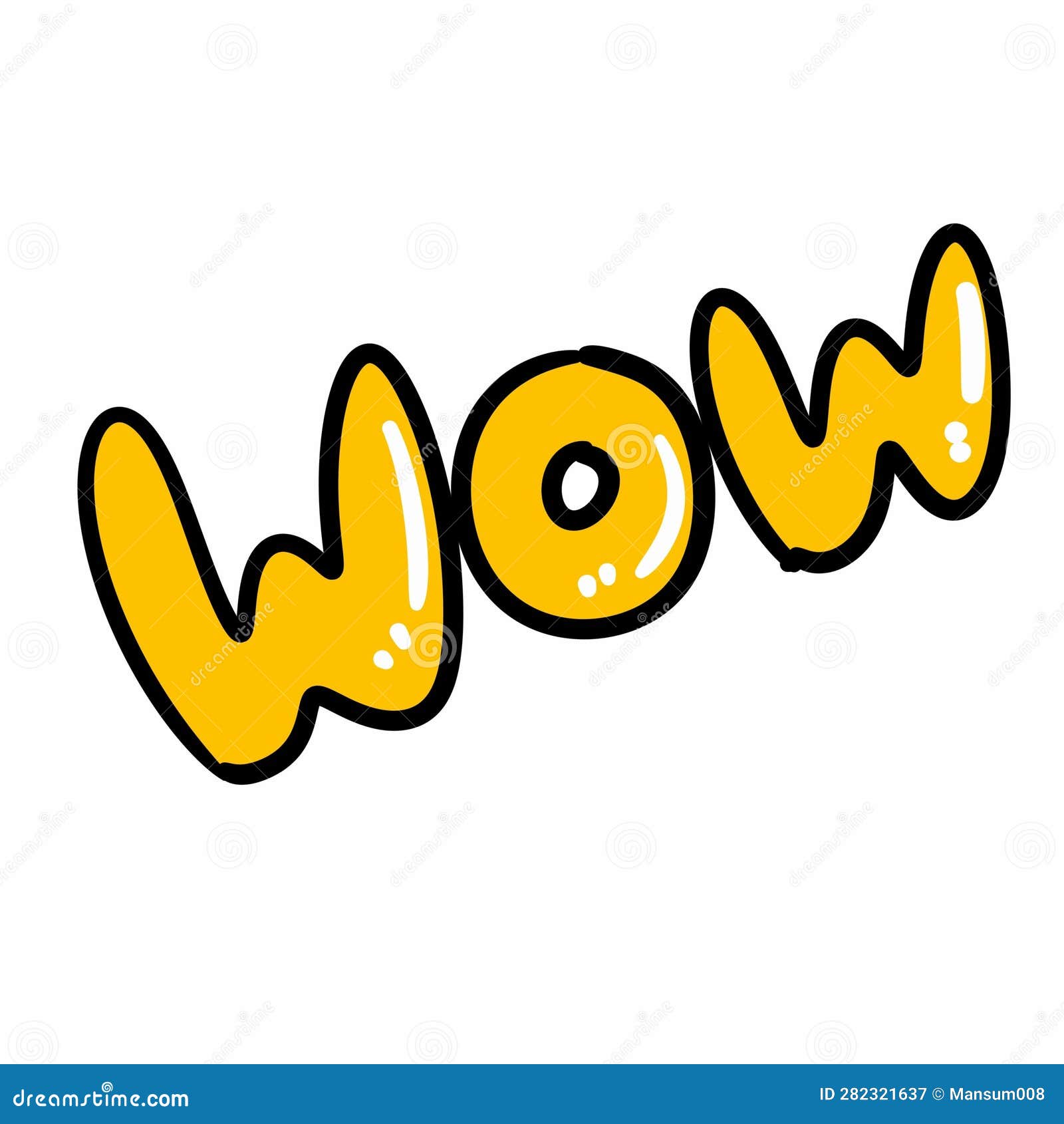 Cartoon Doodle Word Cloud Symbol, Text Wow Stock Illustration ...