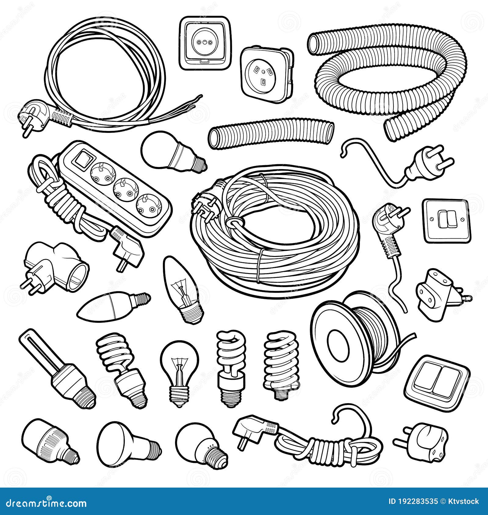 Cartoon Doodles Electrical Instruments Objects Set Stock Vector ...