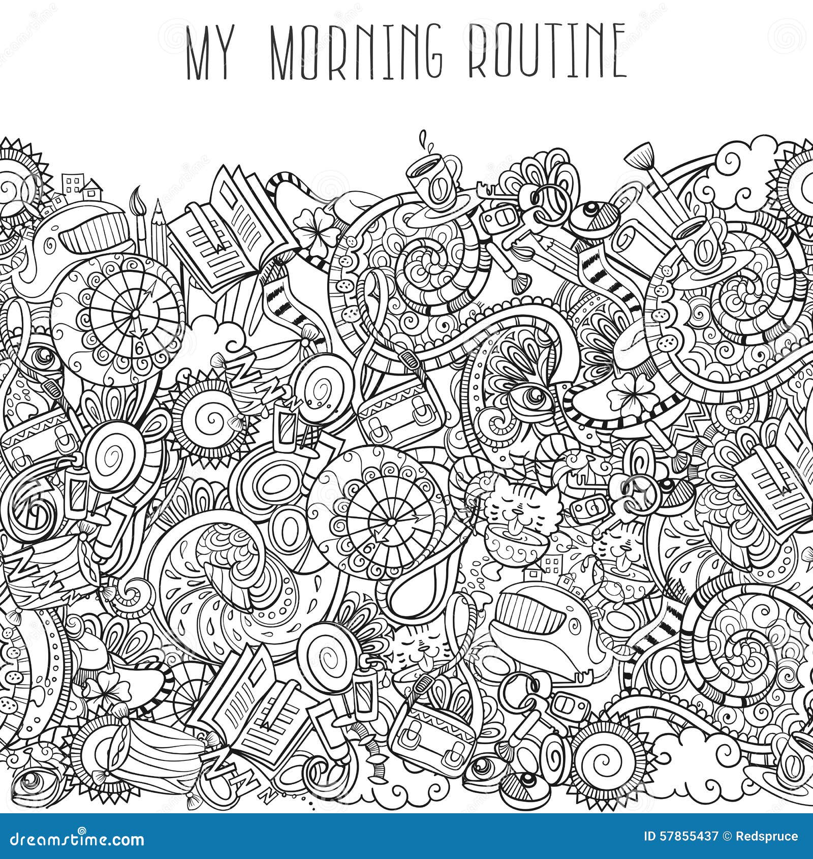 Cartoon Doodles, Morning Routine Stock Vector - Illustration of keys ...