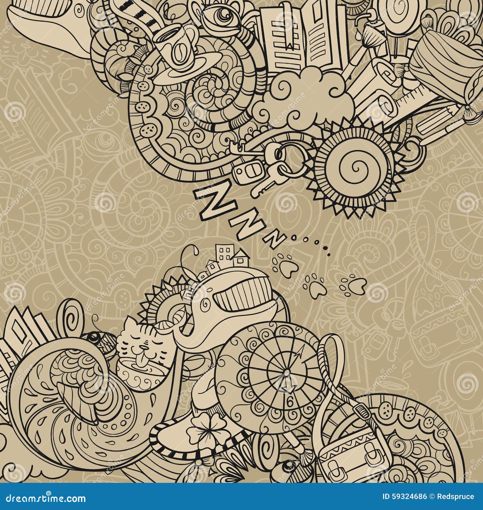 Cartoon Doodles, Morning Routine Stock Vector - Illustration of fantasy ...