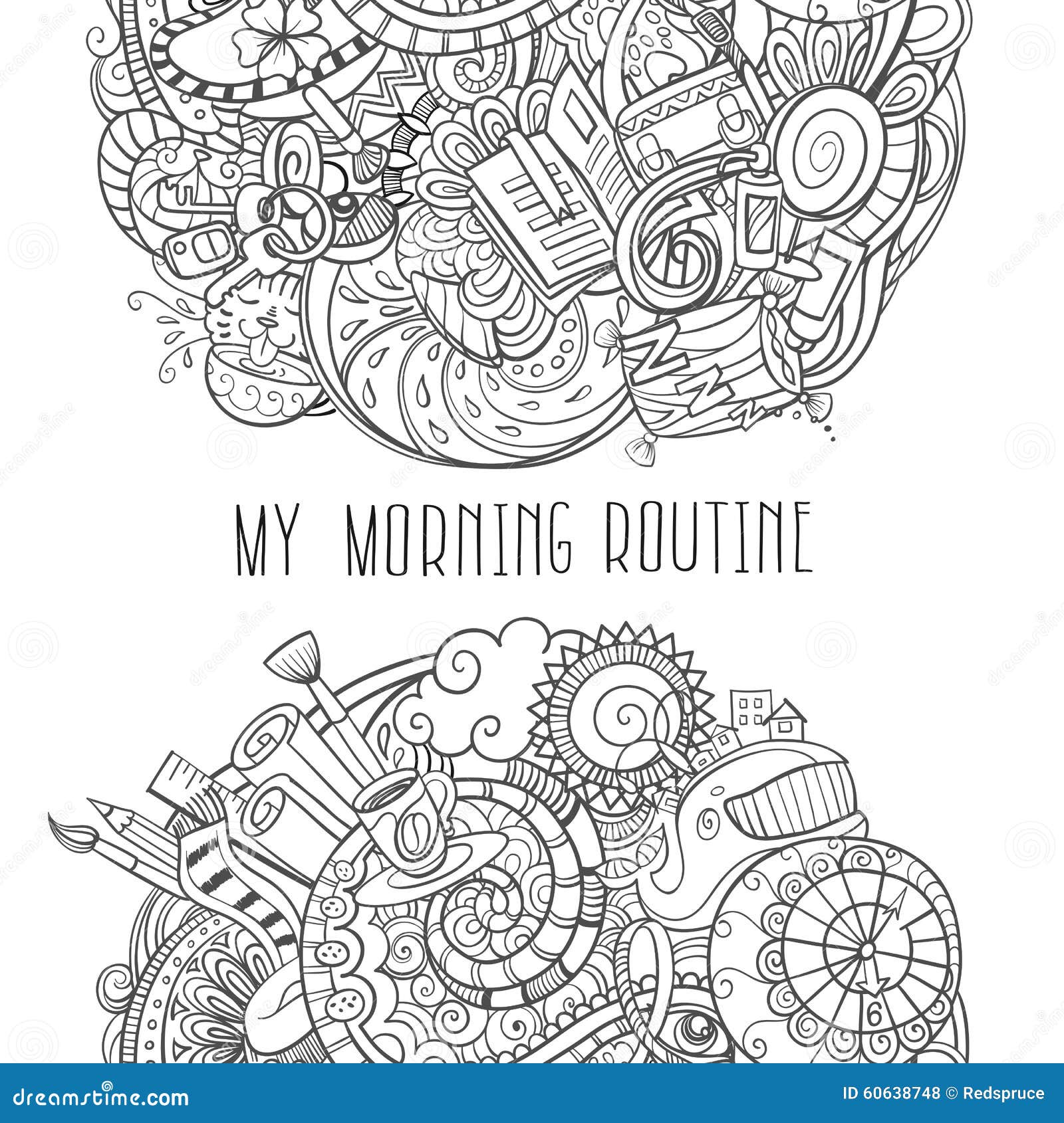 Cartoon Doodles, Morning Routine Stock Vector - Illustration of graphic ...