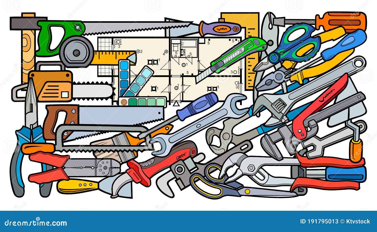 Cartoon Doodles Repair Tools Illustration Stock Vector - Illustration ...