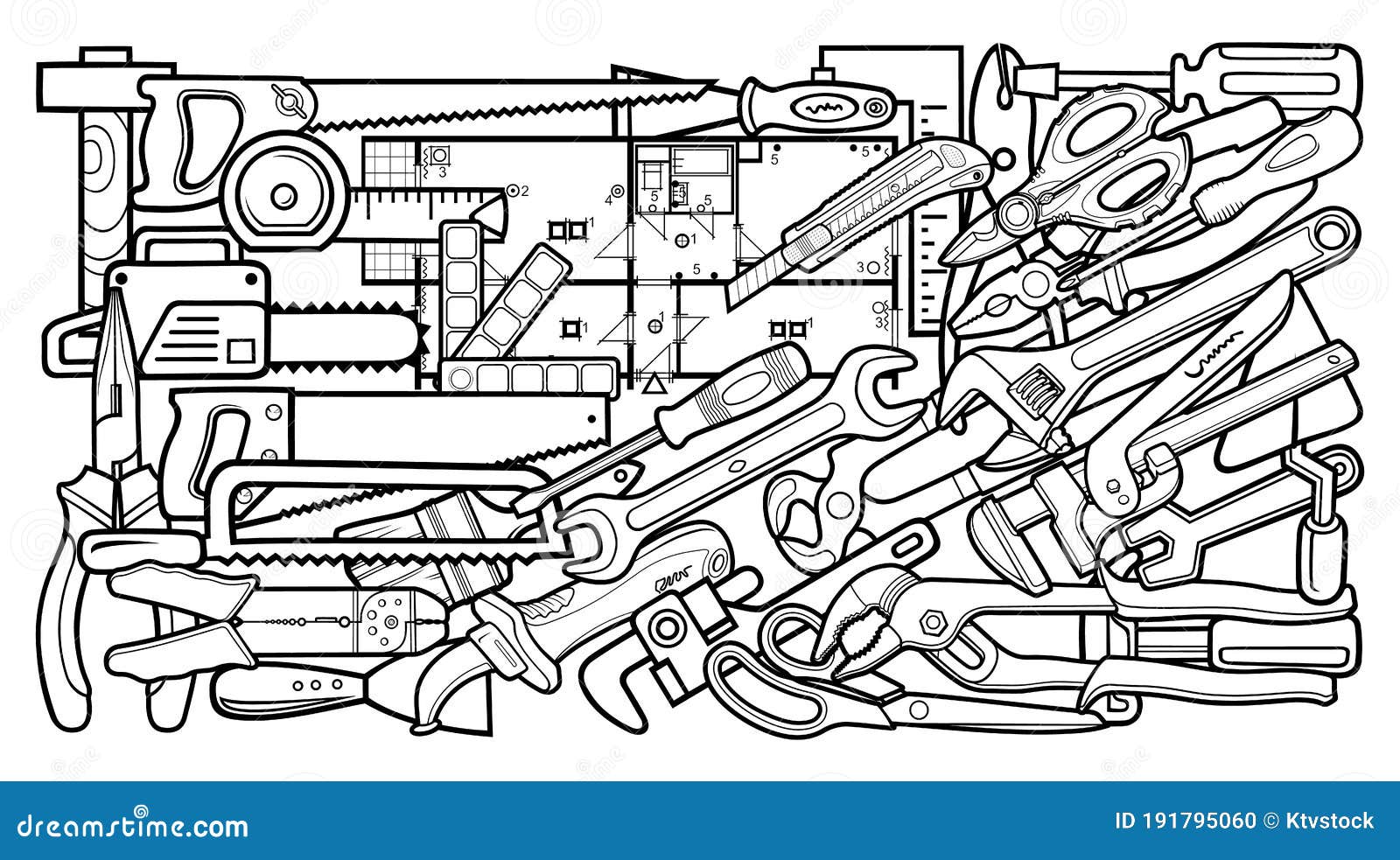 Cartoon Doodles Repair Tools Illustration Stock Vector - Illustration ...