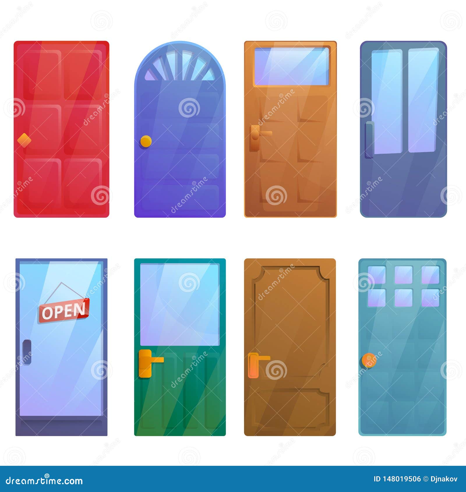 Cartoon door set stock illustration. Illustration of cartoons - 148019506