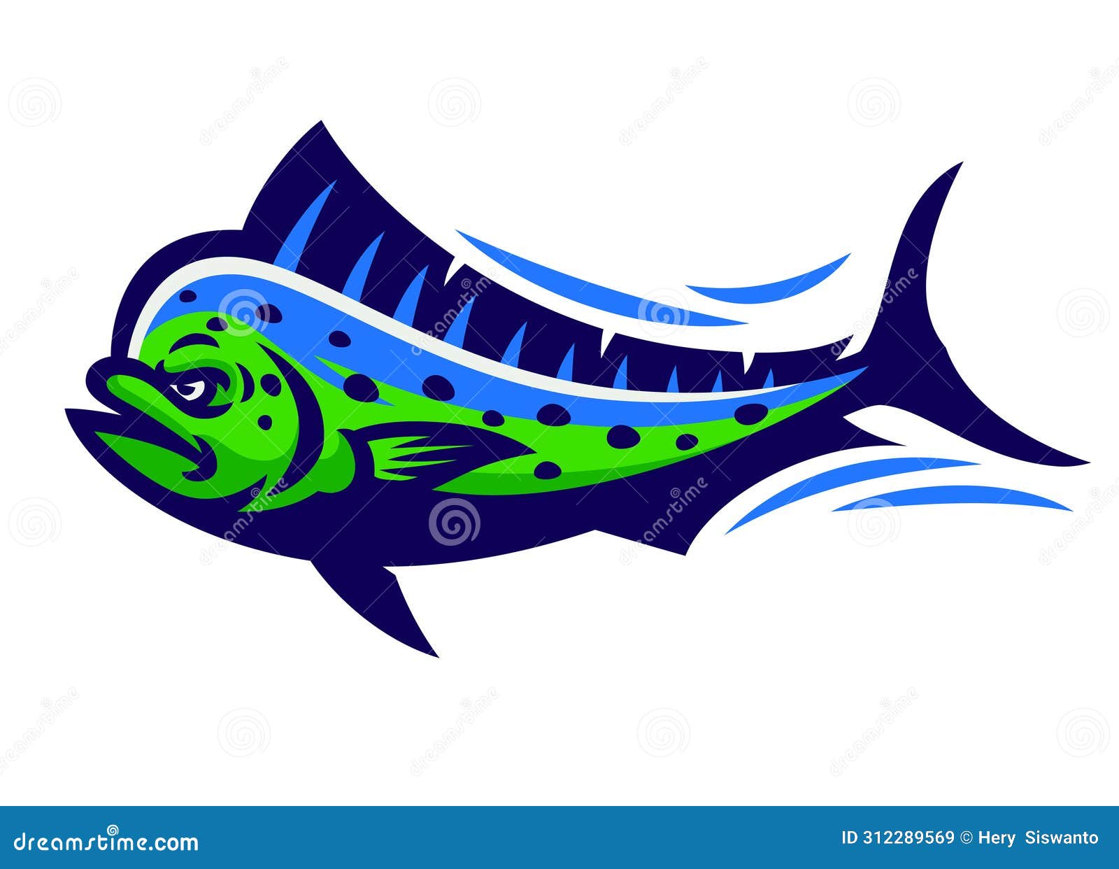 Cartoon Dorado Fish Mascot Illustration Stock Vector - Illustration of ...