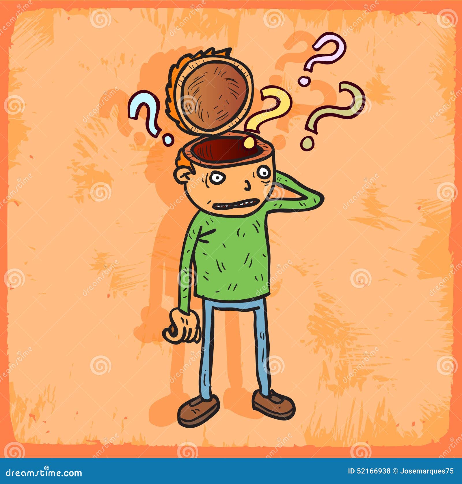 Cartoon Doubts Illustration , Vector Icon. Stock Vector - Illustration ...