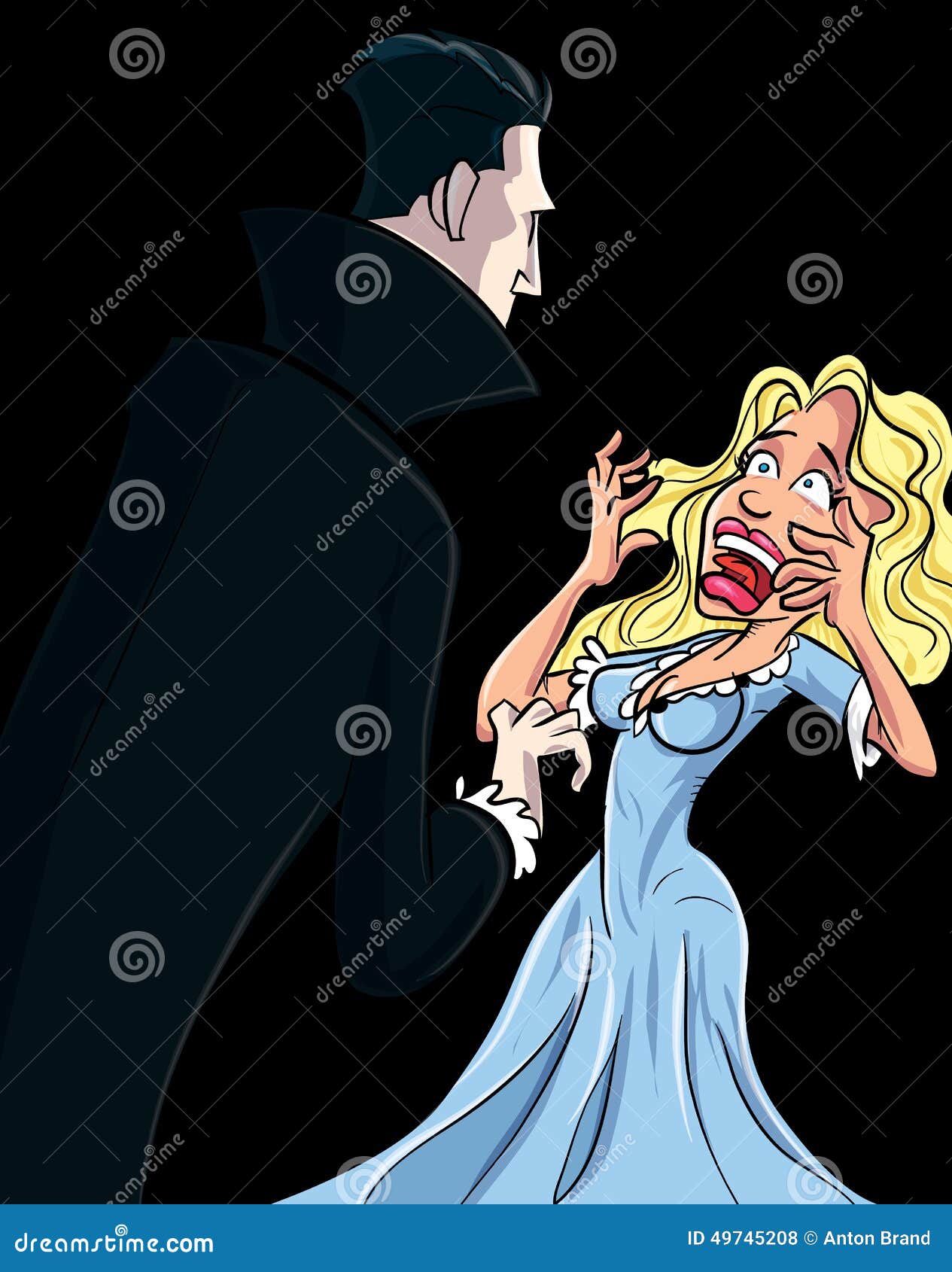 Cartoon Dracula Attacking Woman Stock Illustration - Illustration of ...