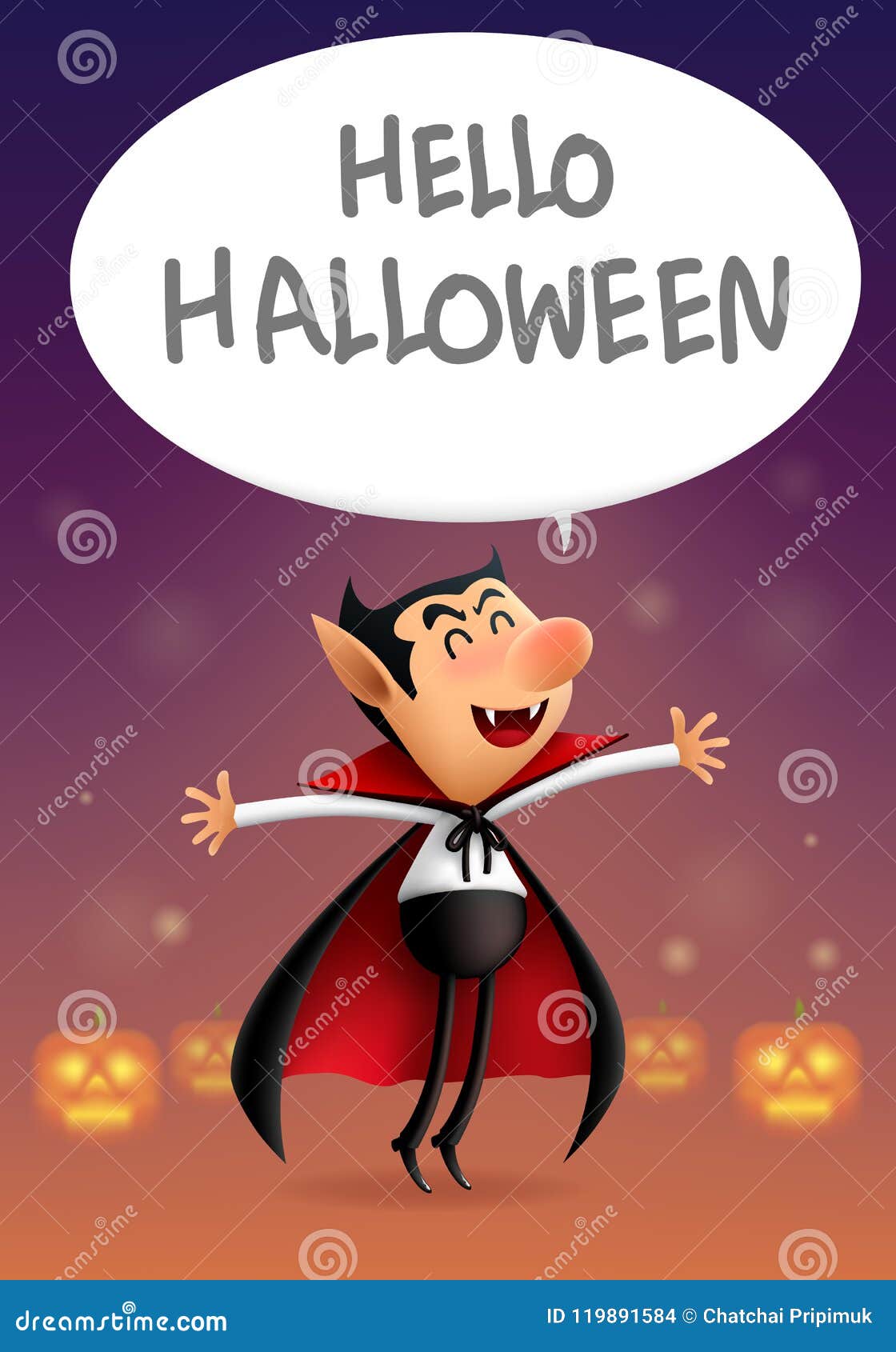 Cartoon Dracula Says Hello Halloween, Vector Stock Vector ...