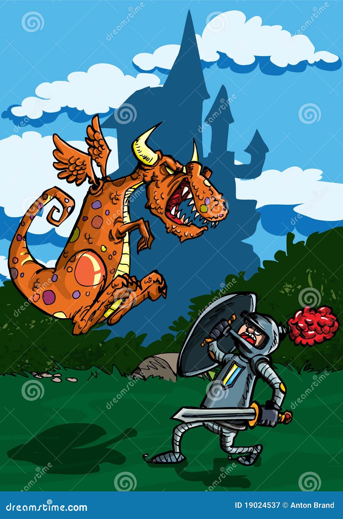 Red Dragon Attacking Villages Illustration Royalty-Free Stock Photo ...